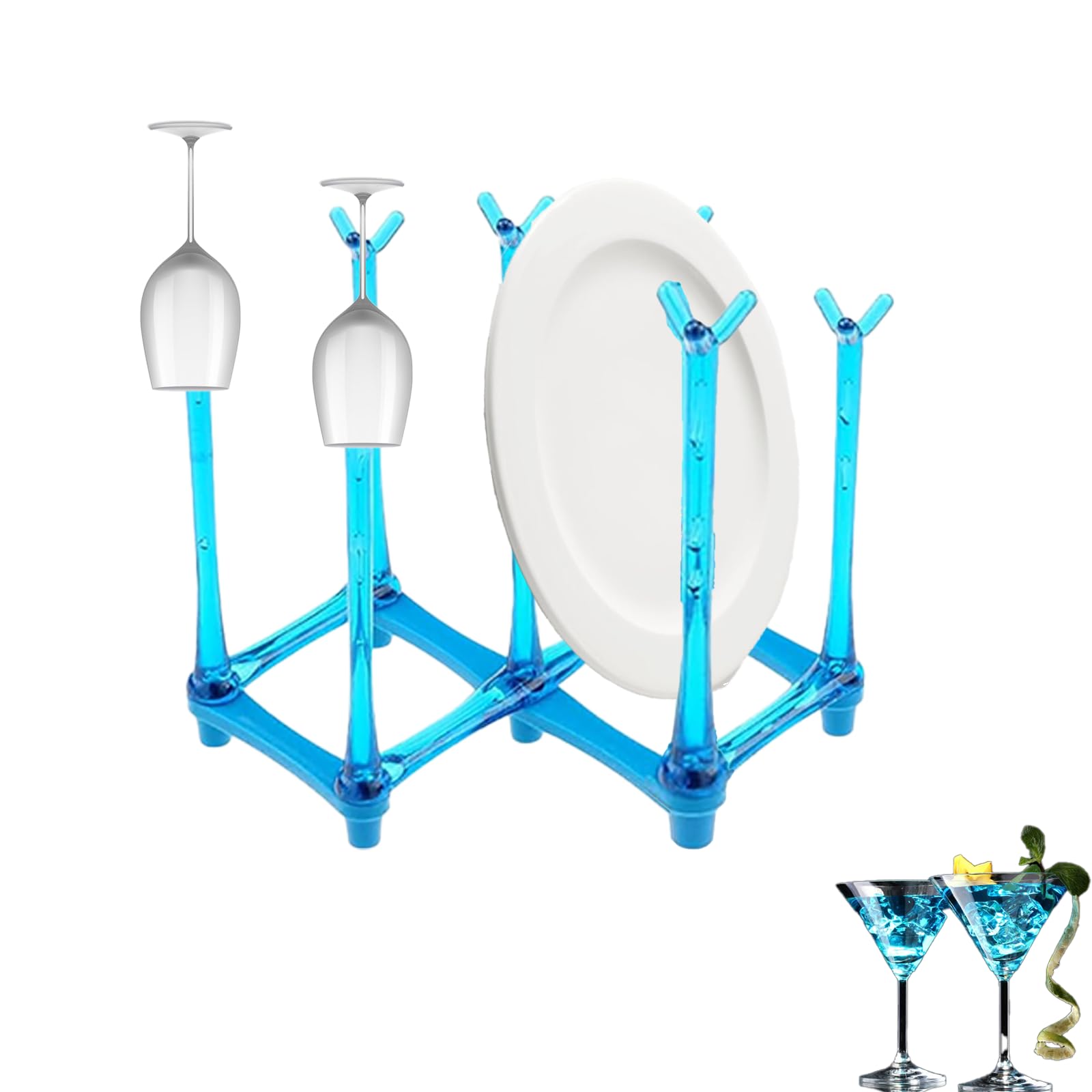 2 Pack Retractable Cup Drying Rack, Drinking Glass and Sports Bottle Drainer Stand, Plastic Bag Dryer and Mug Tree for Kitchen Countertop