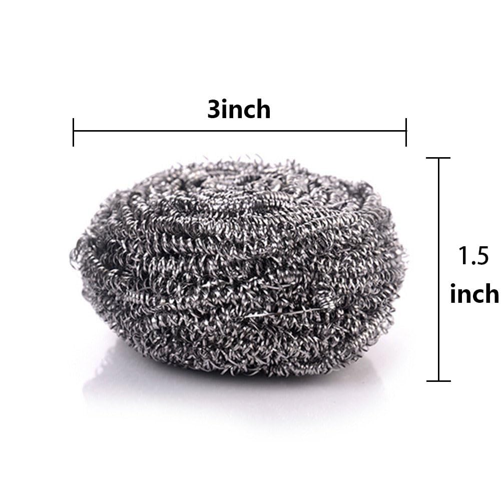 6 Pack Stainless Steel Sponges, Scrubbing Scouring Pad, Steel Wool Scrubber for Kitchens, Bathroom and More