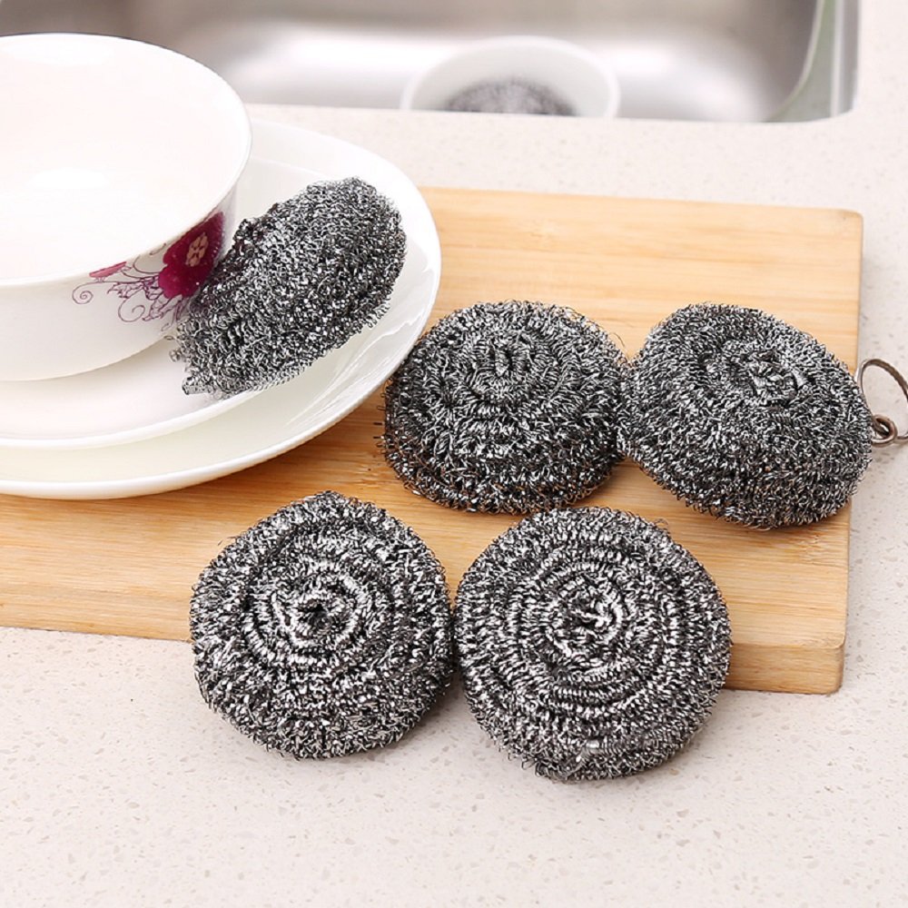 6 Pack Stainless Steel Sponges, Scrubbing Scouring Pad, Steel Wool Scrubber for Kitchens, Bathroom and More