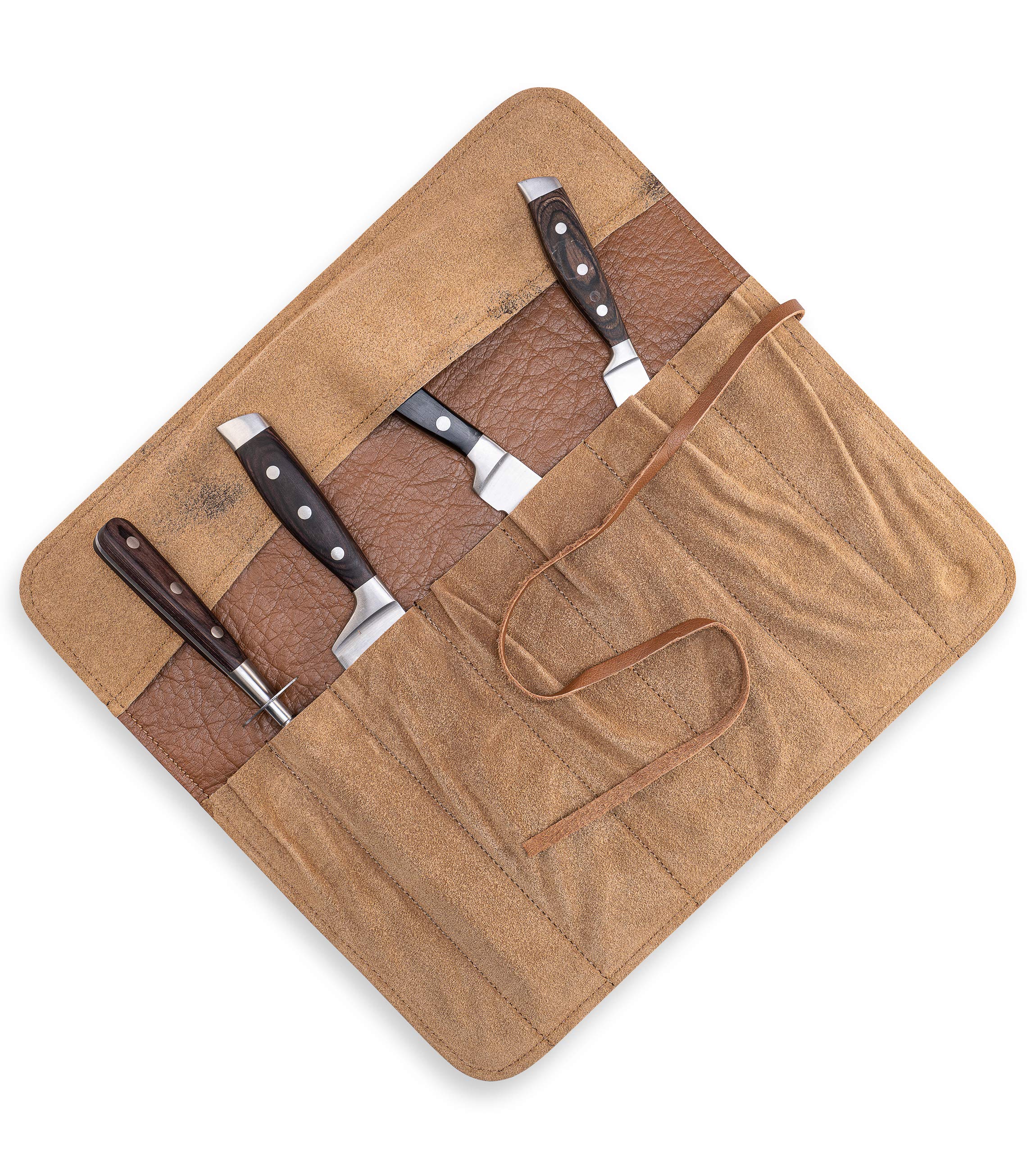 Knife Bag for Chefs–knife Roll Bag leather 7 slots – Leather Knife Case Noah (brown)