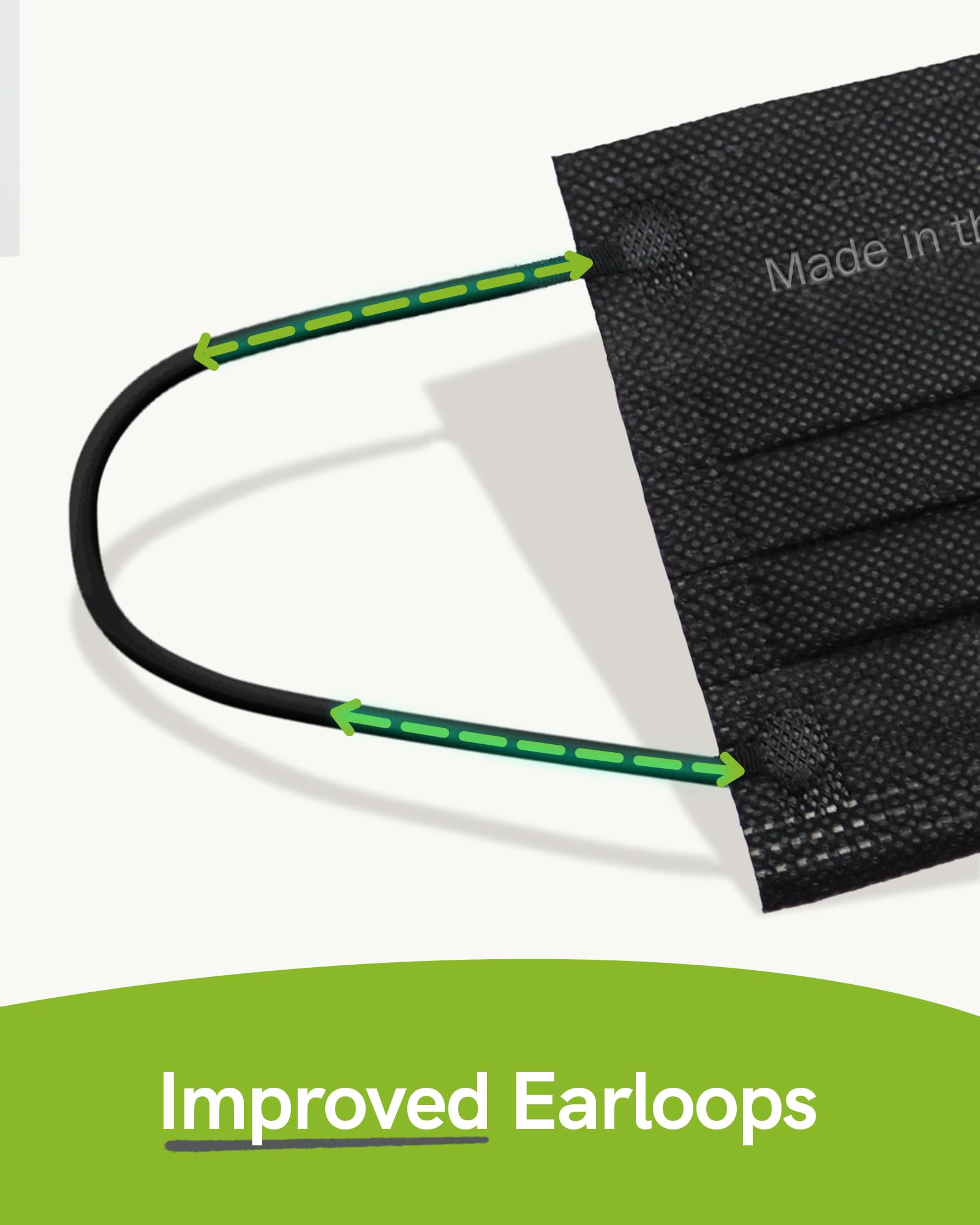 FriCARE Made in USA, 4-ply Black Disposable Face Mask ECOGUARD, ASTM Level 3 Performance Proven in Third Party Independent Labs Studies Pack of 50