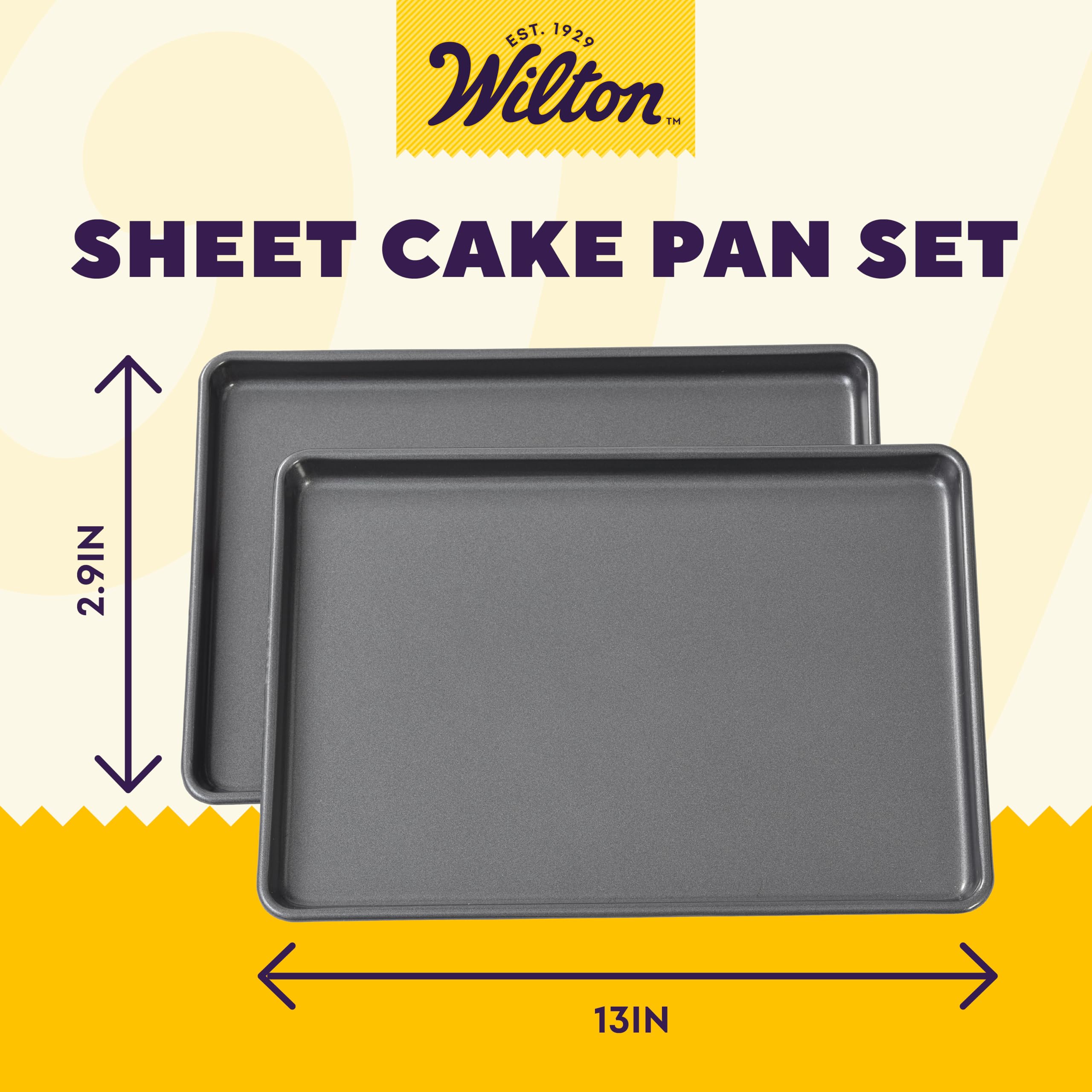 Wilton Easy Layers Sheet Cake Pan, 2-Piece Set, Rectangle Steel Sheet Pan