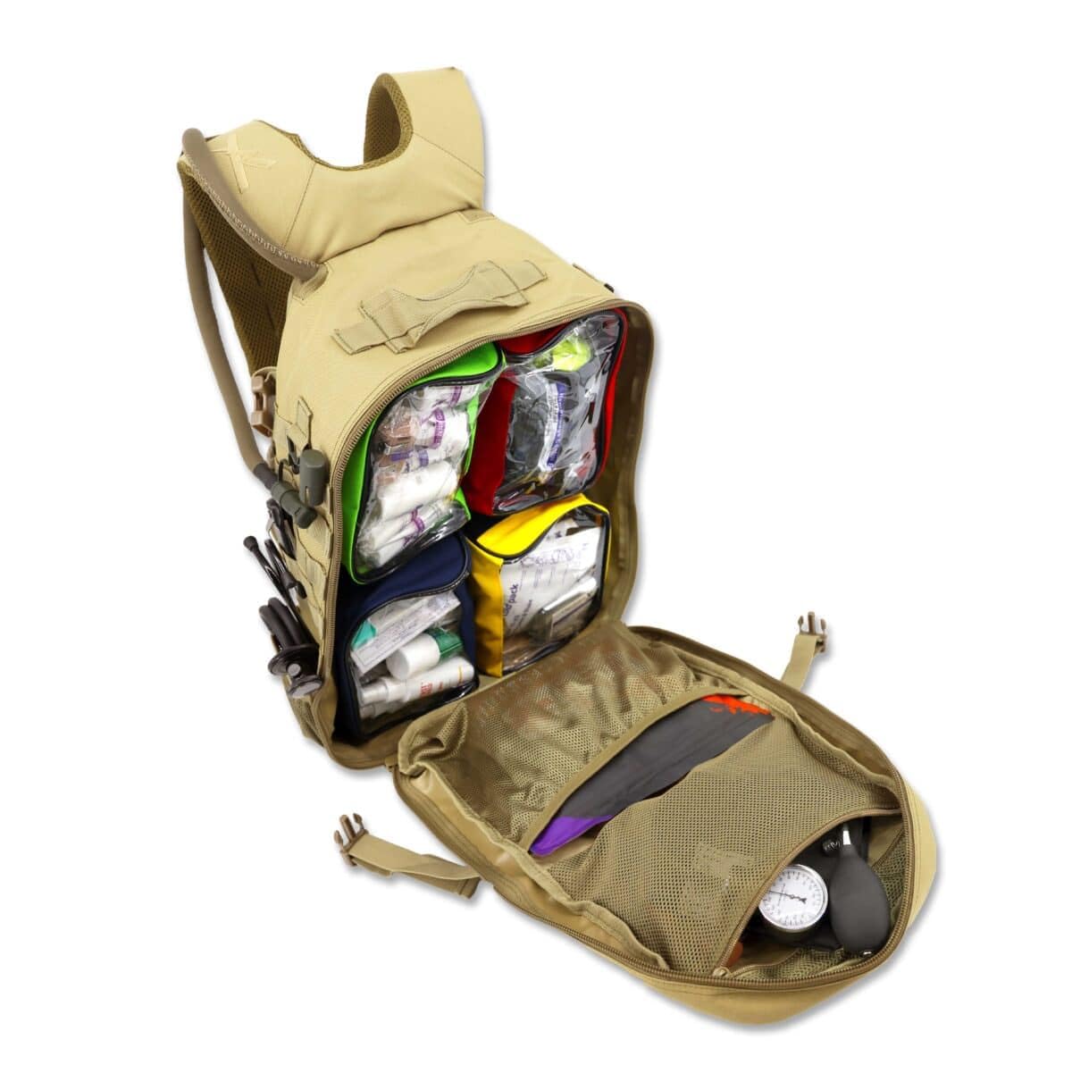 Lightning X Stocked Modular Trauma & Bleeding First Aid Responder Medical Backpack + Kit (Red w/Hydration Bladder)