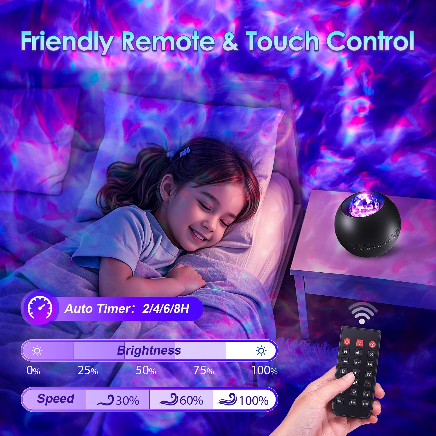 One Fire Galaxy Projector for Bedroom, White Noise Galaxy Light, Remote Timer Star Projector, Bluetooth Music Night Light Projector for Kids Teen Adult Bedroom Decor
