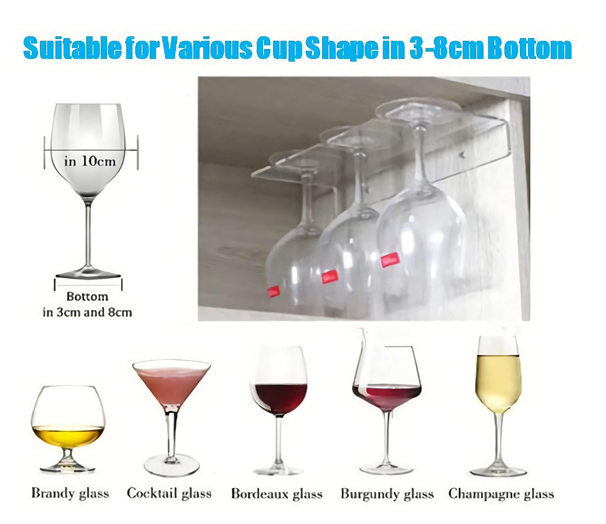 Generic Brands Stemware Rack,Wine Glasses Holder Under Cabinet Organization and Storage Set of 2, Clear Acrylic Finish 11 Inch Wine Glass Rack