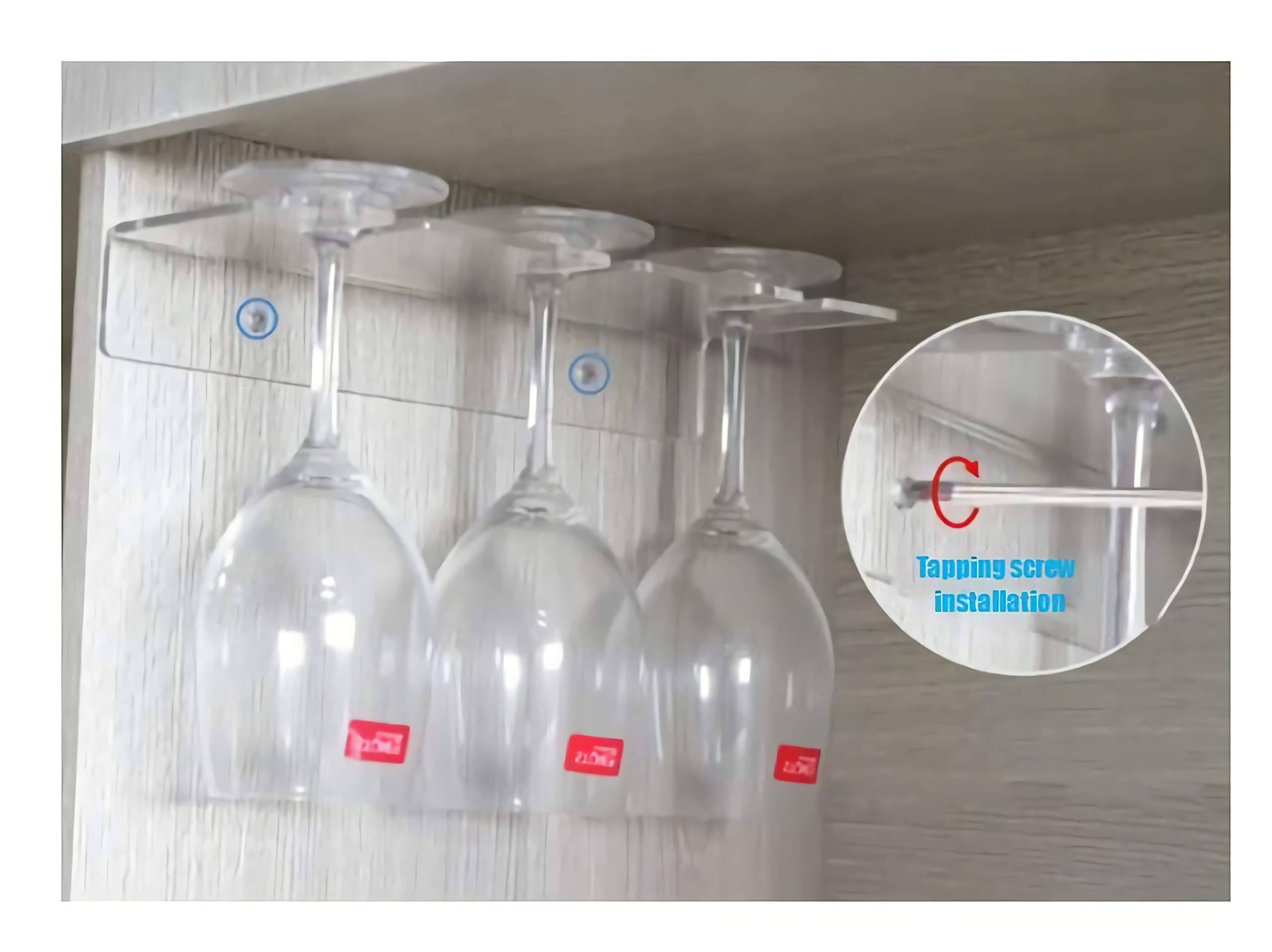 Generic Brands Stemware Rack,Wine Glasses Holder Under Cabinet Organization and Storage Set of 2, Clear Acrylic Finish 11 Inch Wine Glass Rack