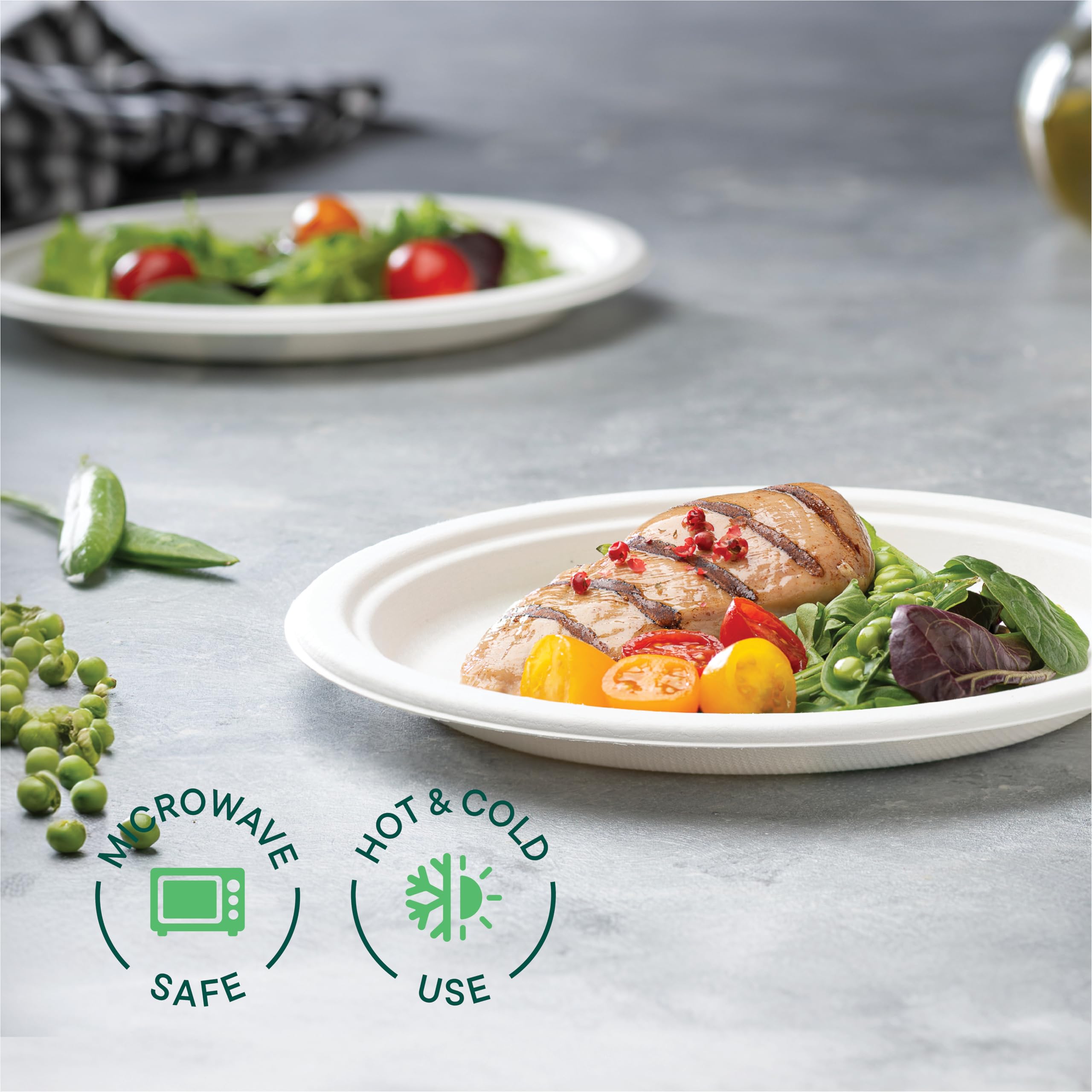 100% Compostable 9 Inch Heavy-Duty [125-Pack] Eco-Friendly Disposable White Bagasse Plate, Made of Natural Sugarcane Fibers - 9" Biodegradable Paper Plates by Stack Man