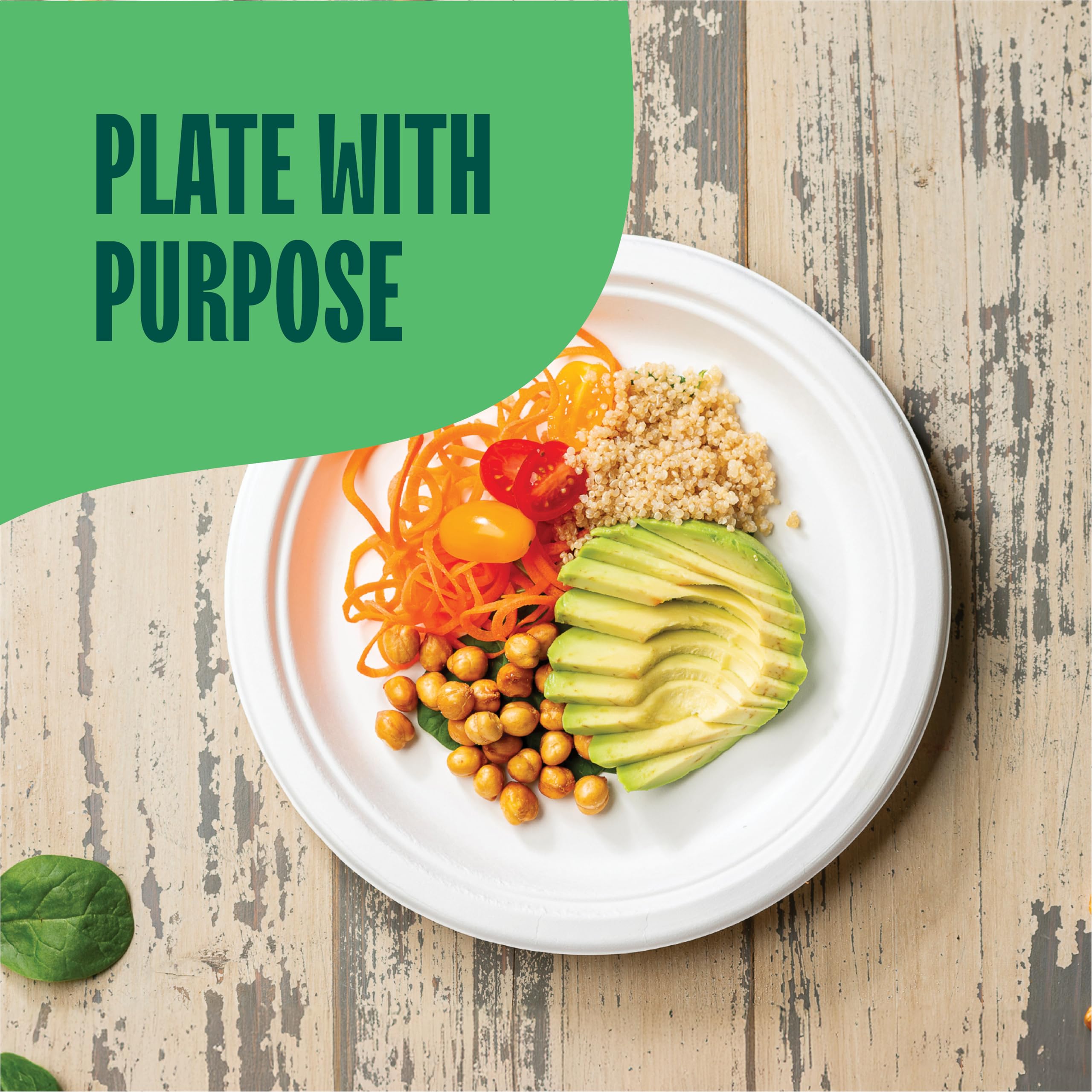 100% Compostable 9 Inch Heavy-Duty [125-Pack] Eco-Friendly Disposable White Bagasse Plate, Made of Natural Sugarcane Fibers - 9" Biodegradable Paper Plates by Stack Man