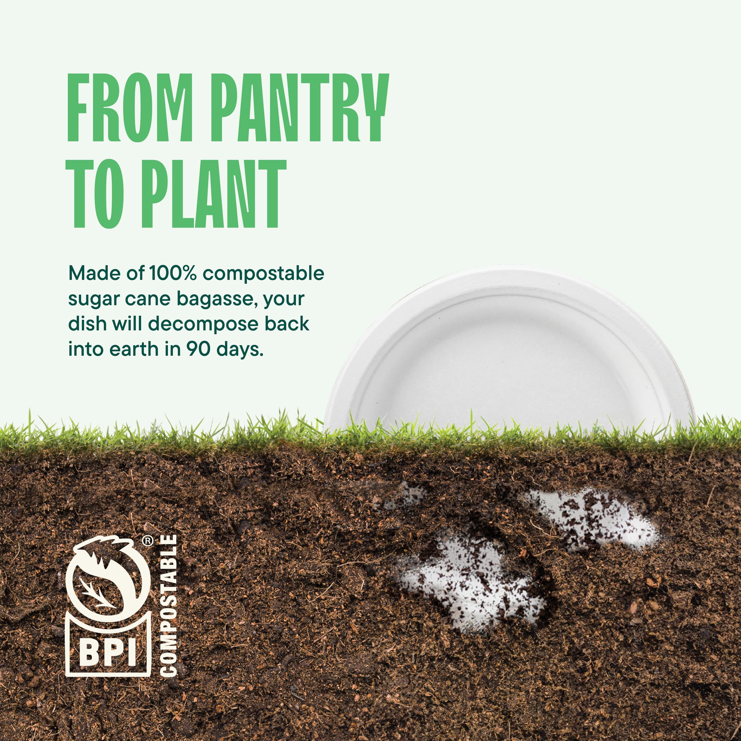 100% Compostable 9 Inch Heavy-Duty [125-Pack] Eco-Friendly Disposable White Bagasse Plate, Made of Natural Sugarcane Fibers - 9" Biodegradable Paper Plates by Stack Man