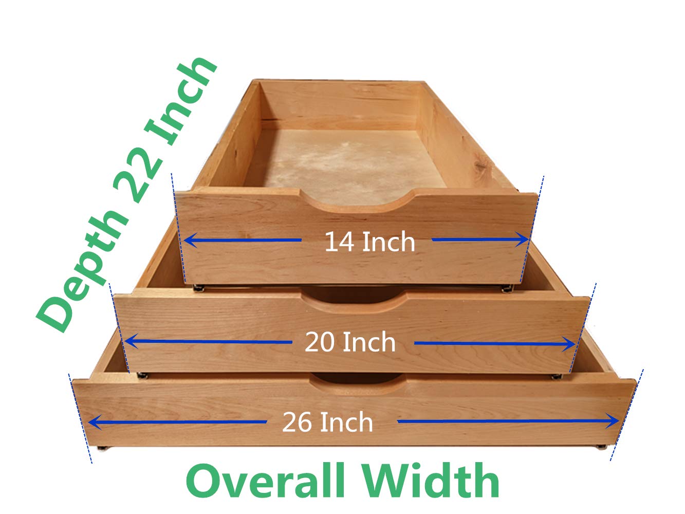 Soft Close Wooden Drawer Box Organizer Fully Assembled Pull Out Under Cabinet Sliding Shelf Base Kitchen Bathroom Vanity Under Sink Pull Out Organizer Drawer | Wood Roll Out Tray (26''W x 22''D)