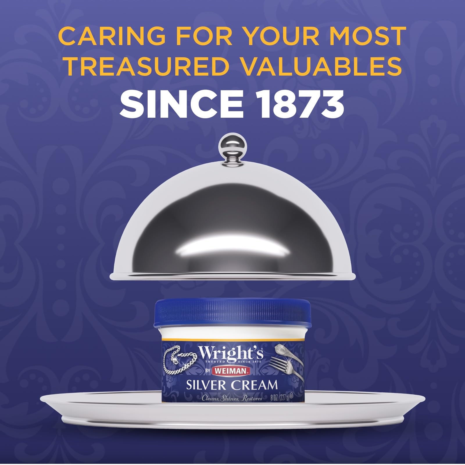 Wright's Silver Cleaner and Polish Cream - 8 Ounce with Polishing Cloth - Ammonia-Free - Gently Clean and Remove Tarnish without Scratching