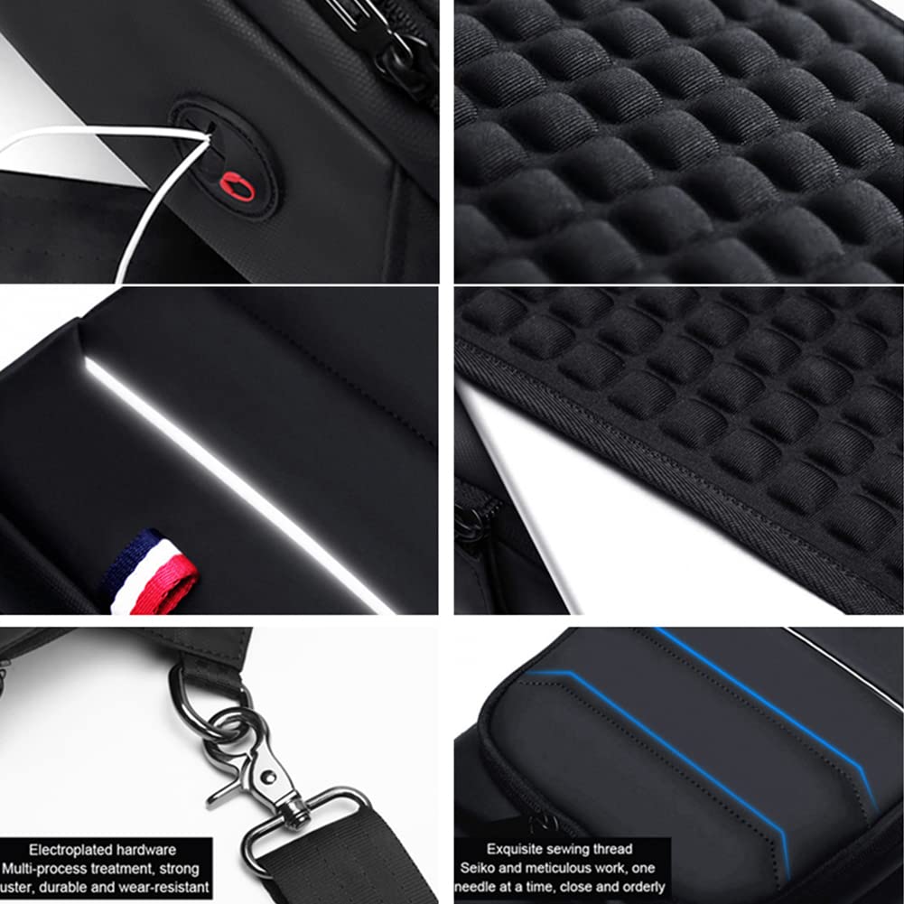 ZUK Sling Backpack for Men Waterproof Shoulder Crossbody Bag Chest Bag with USB Charging Port Small Sling Bag Fits 9.7 Inch Ipad