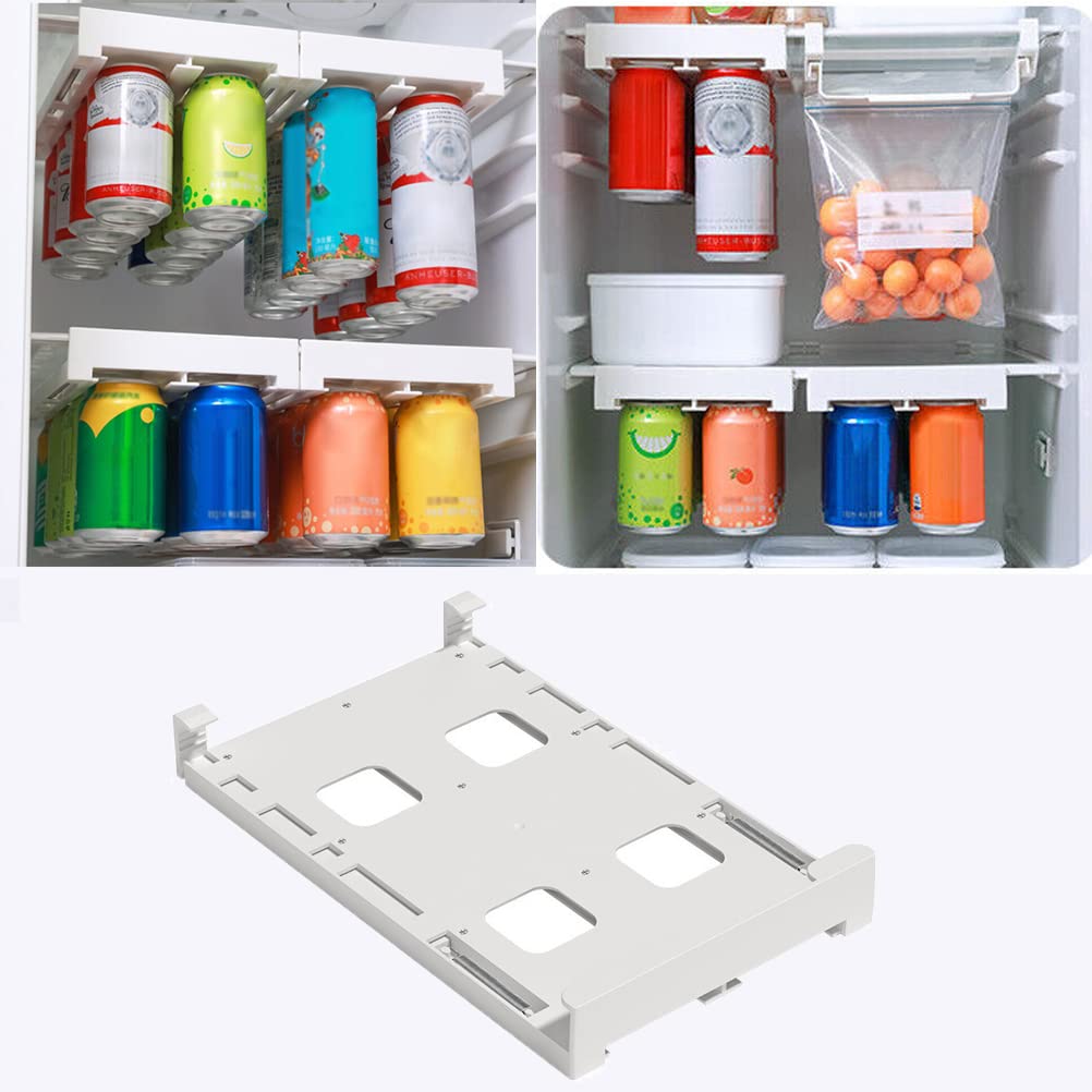 Hanging Soda Can Organizer for Refrigerator, Adjustable Suspended Cans Storage Rack, Stacking Pop Can Dispenser for Fridge, Beer Drink Holder for Fridge Freezer, Beverage & Canned Food Organizers
