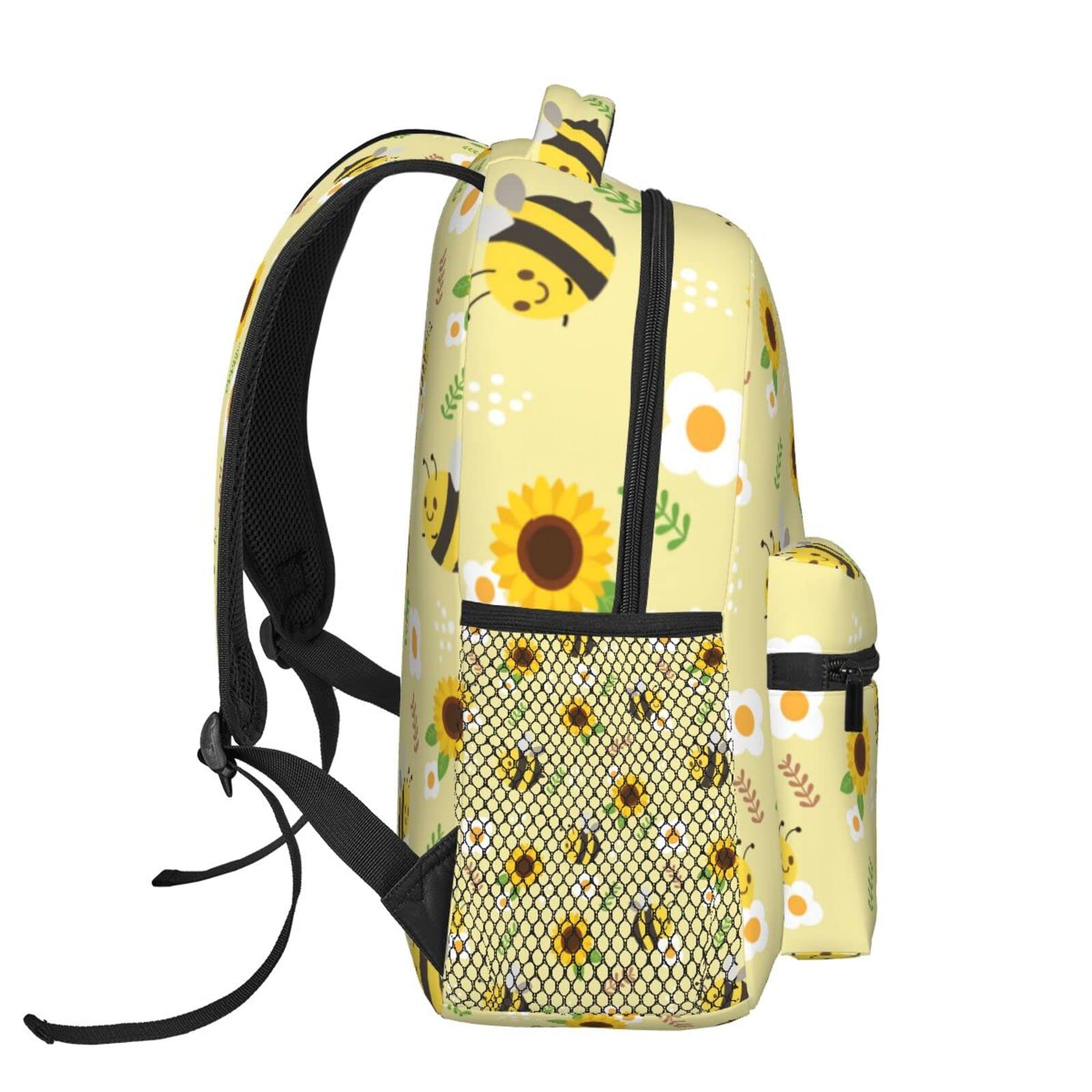 Fashion Cute Bee Sunflowers Backpack Lightweight Laptop Backpack Casual Daypack For Teens,Boys,Girls