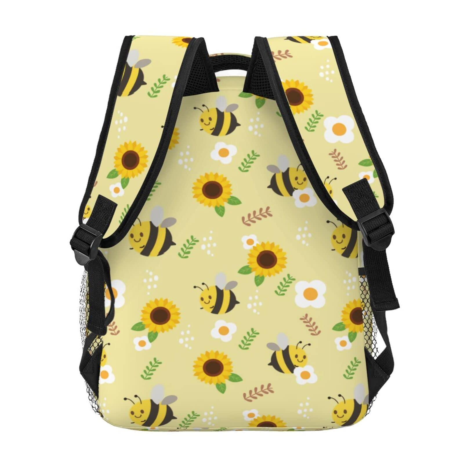 Fashion Cute Bee Sunflowers Backpack Lightweight Laptop Backpack Casual Daypack For Teens,Boys,Girls