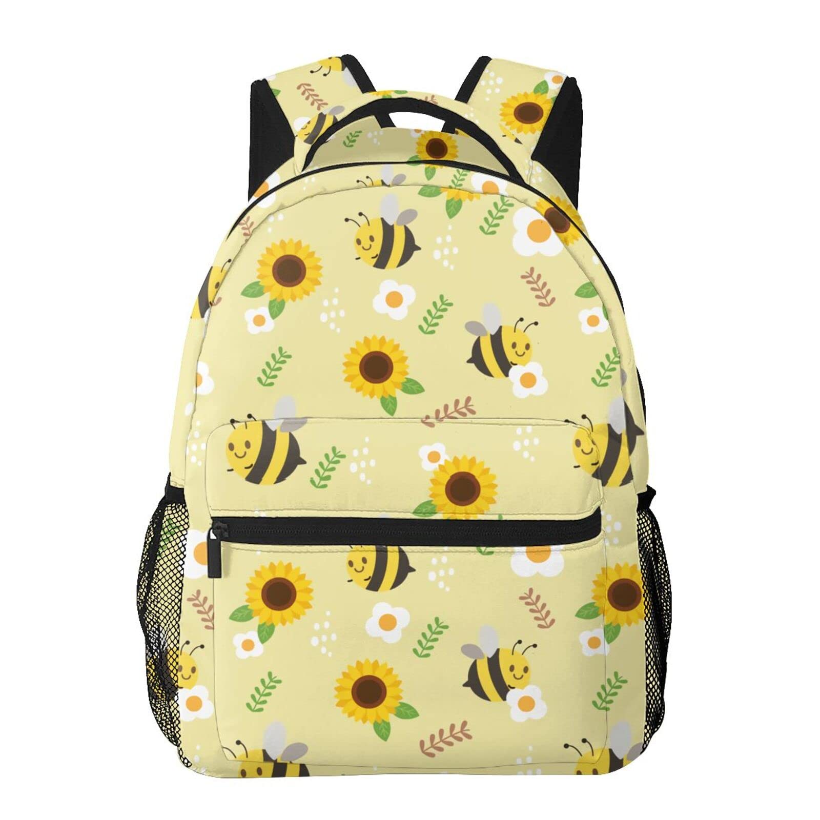 Fashion Cute Bee Sunflowers Backpack Lightweight Laptop Backpack Casual Daypack For Teens,Boys,Girls