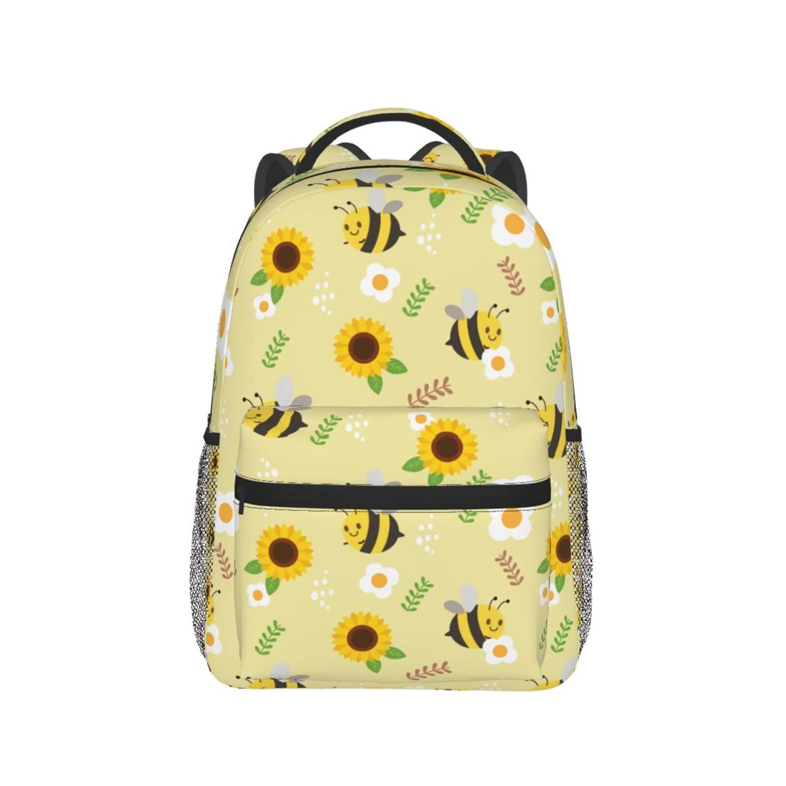Fashion Cute Bee Sunflowers Backpack Lightweight Laptop Backpack Casual Daypack For Teens,Boys,Girls