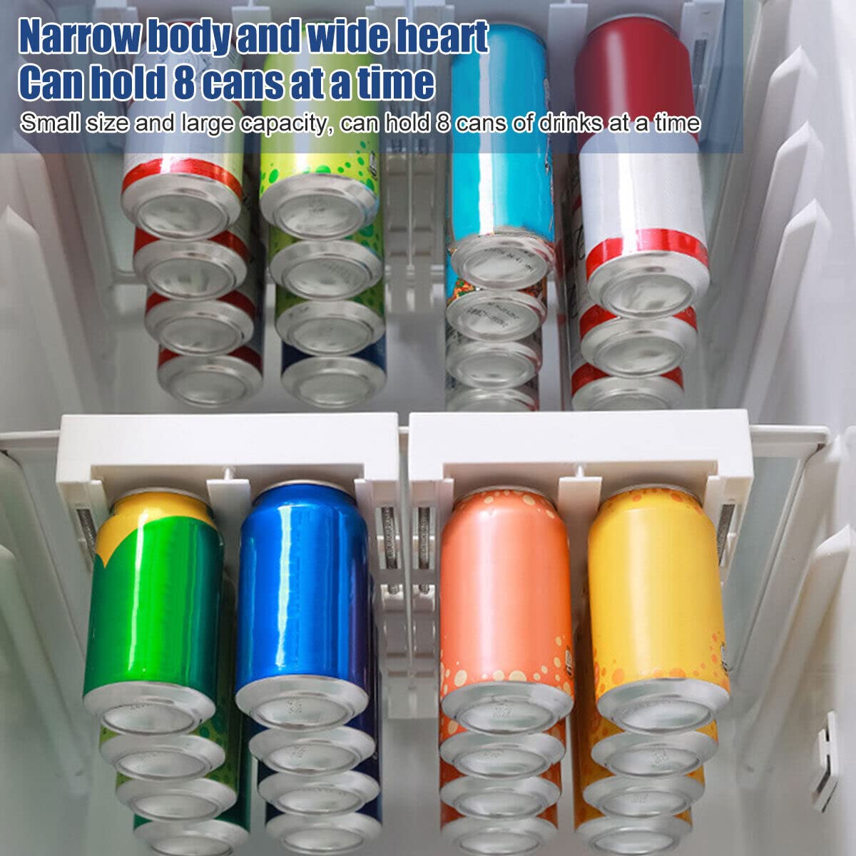 Hanging Soda Can Organizer for Refrigerator, Adjustable Suspended Cans Storage Rack, Stacking Pop Can Dispenser for Fridge, Beer Drink Holder for Fridge Freezer, Beverage & Canned Food Organizers