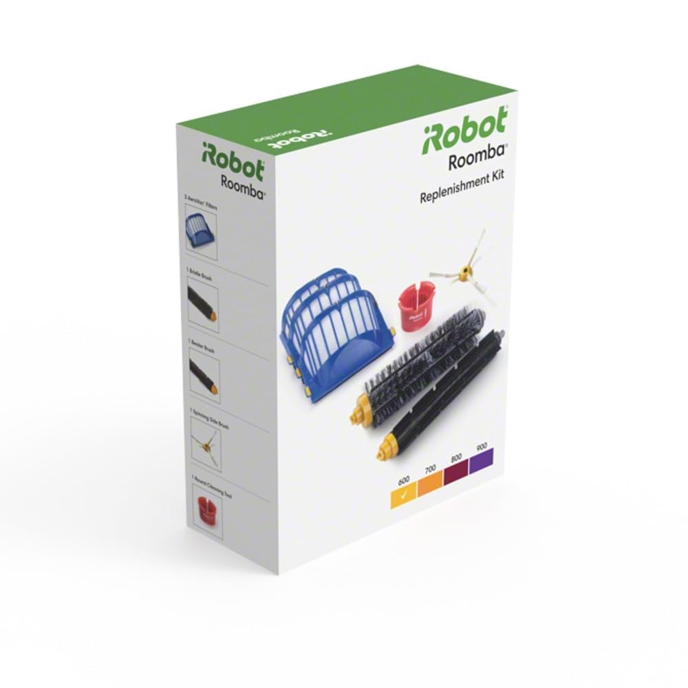 iRobot Roomba Authentic Replacement Parts - Roomba 600 Series Replenishment Kit (1 bristle brush, 1 beater brush, 1 spinning side brush, 3 AeroVac filters, and 1 round cleaning tool),White - 4636432