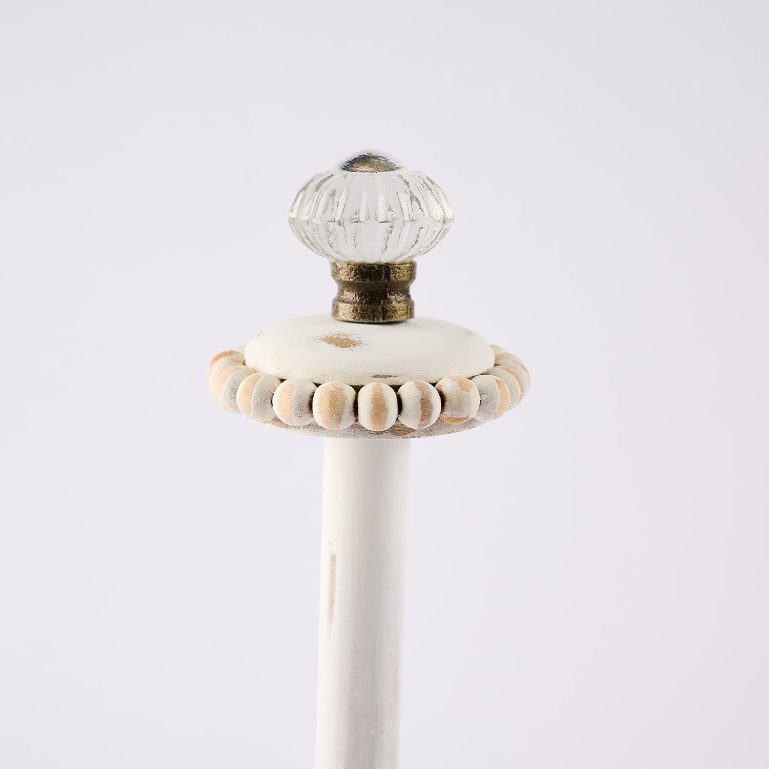 Mud Pie Doorknob Wood Beaded Paper Towel Holder, White, 15"