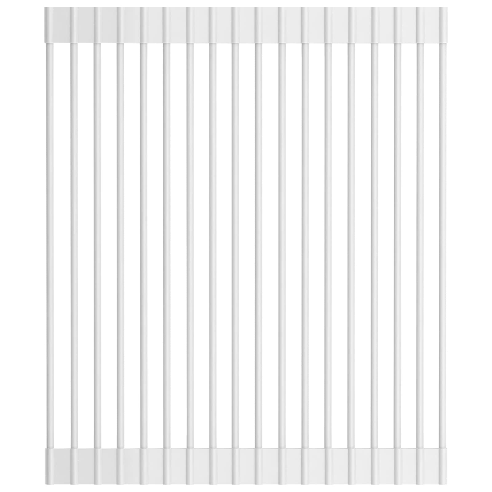 H S T Over The Sink Dish Drying Rack for Kitchen - 17" x 13" Heavy Duty Silicone Wrapped Steel Rods Over Sink Dish Drying Rack - Multipurpose Roll Up Sink Drying Rack - White