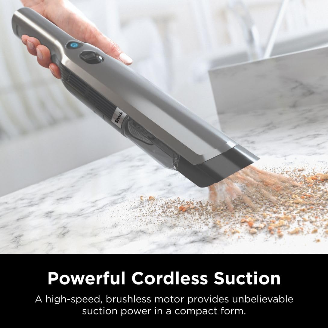 Shark WV201 WANDVAC Handheld Vacuum, Lightweight at 1.4 Pounds with Powerful Suction, Charging Dock, Single Touch Empty and Detachable Dust Cup
