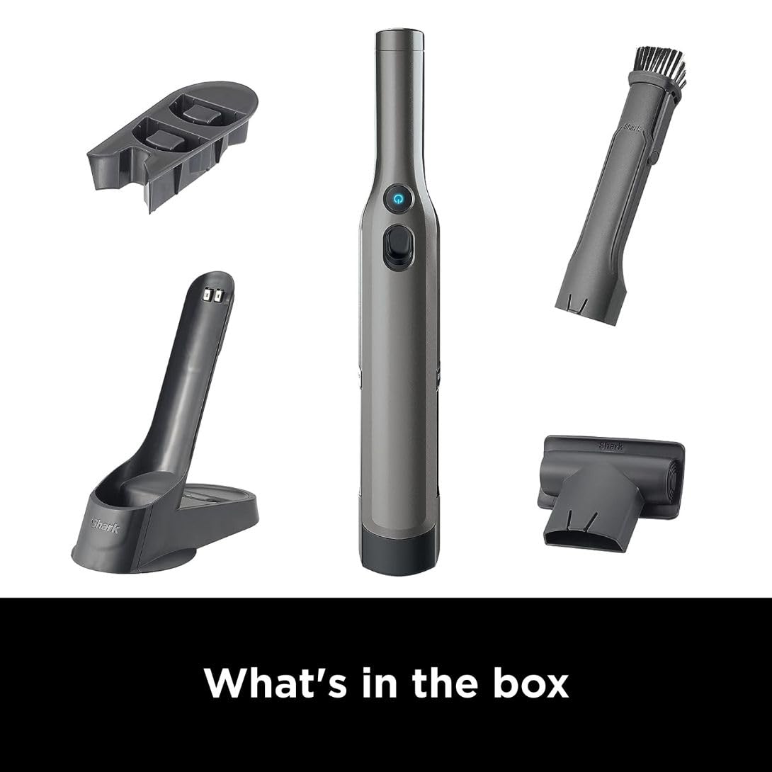 Shark WV201 WANDVAC Handheld Vacuum, Lightweight at 1.4 Pounds with Powerful Suction, Charging Dock, Single Touch Empty and Detachable Dust Cup