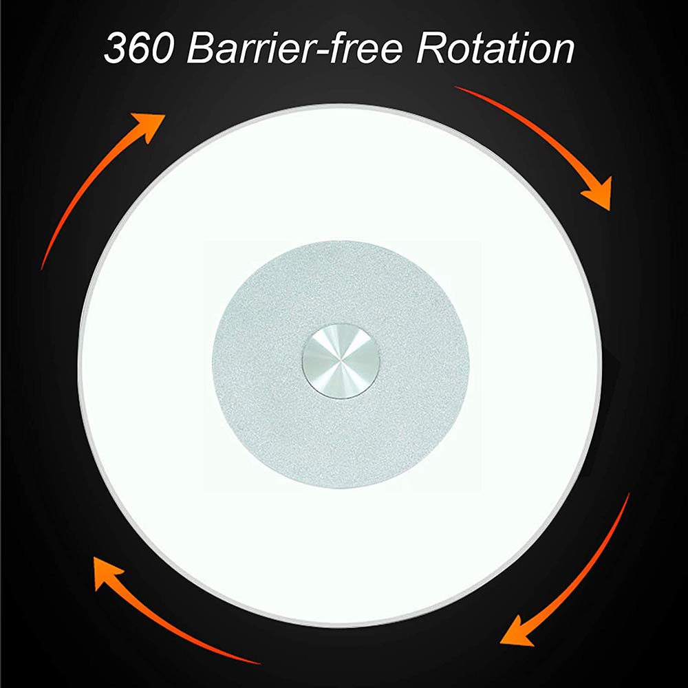 WQSQ 24inch Round Rotating Tray Dining Table Turntable Smooth Serving Plate Tempered Glass Lazy Susan Swivel Tray With Silent Metal Base, Easy To Clean