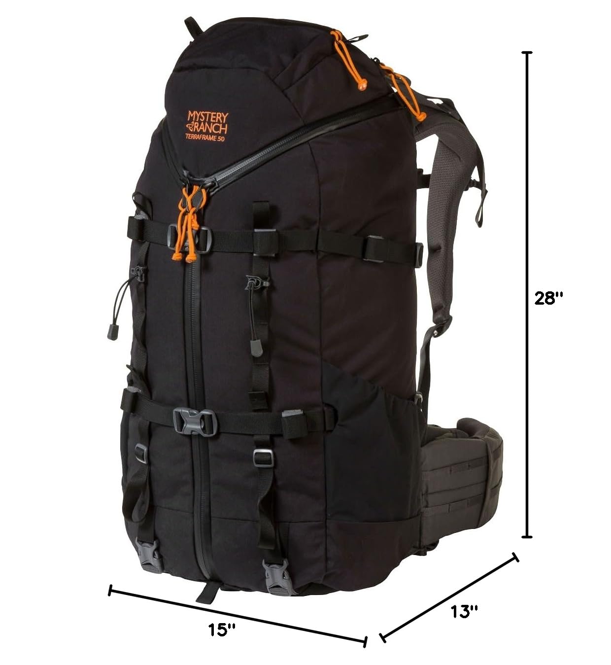Mystery Ranch Terraframe 3-Zip 50 Backpack - For Serious Backpackers, Black, Large