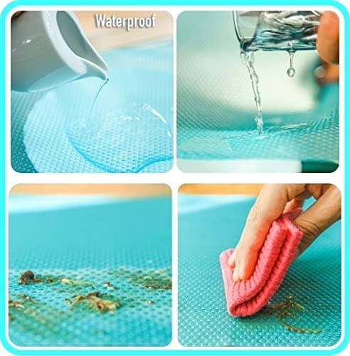 Bravolated 12 Pack Refrigerator Mats Shelf Liners for Glass Shelves (4 Green 4 Blue 4 Red) Fridge Liners Washable Pads Liners for Refrigerator EVA Shelf Liner