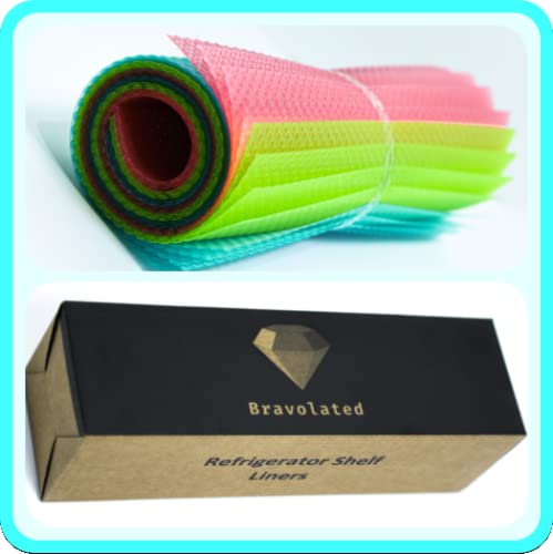 Bravolated 12 Pack Refrigerator Mats Shelf Liners for Glass Shelves (4 Green 4 Blue 4 Red) Fridge Liners Washable Pads Liners for Refrigerator EVA Shelf Liner