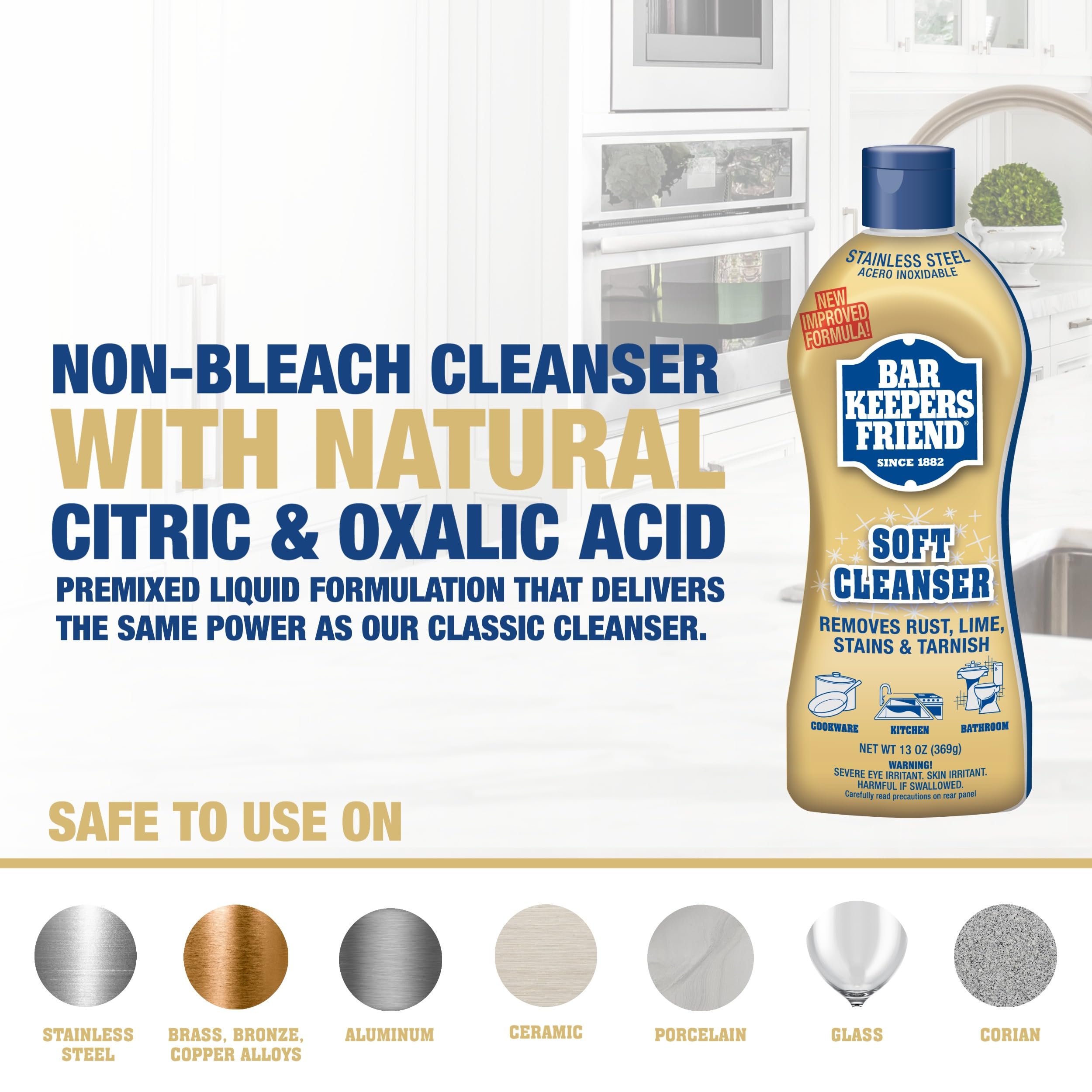 Bar Keepers Friend Soft Cleanser Premixed Formula | 13 oz. container + 25.4 oz. spray bottle| (2-Pack)