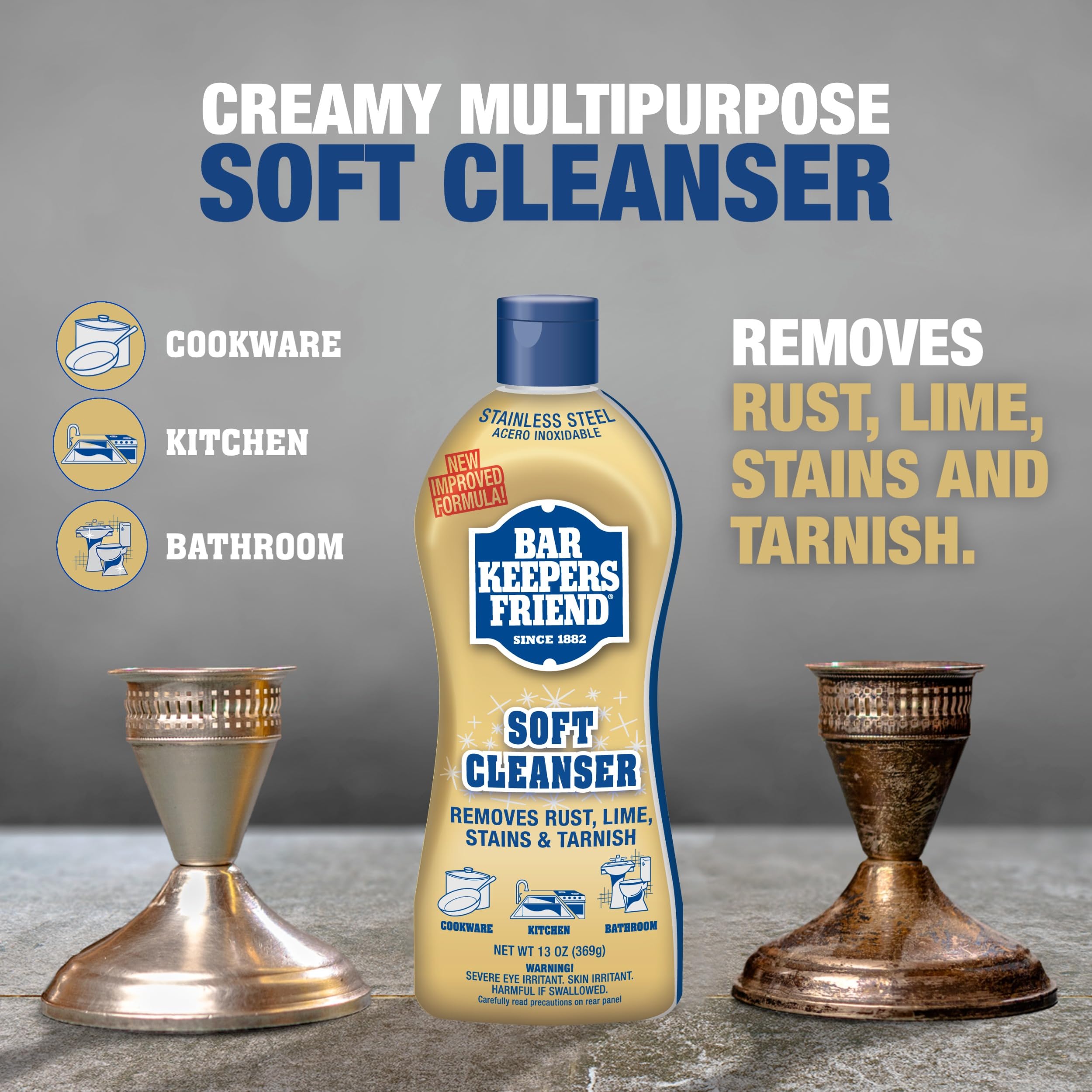Bar Keepers Friend Soft Cleanser Premixed Formula | 13 oz. container + 25.4 oz. spray bottle| (2-Pack)