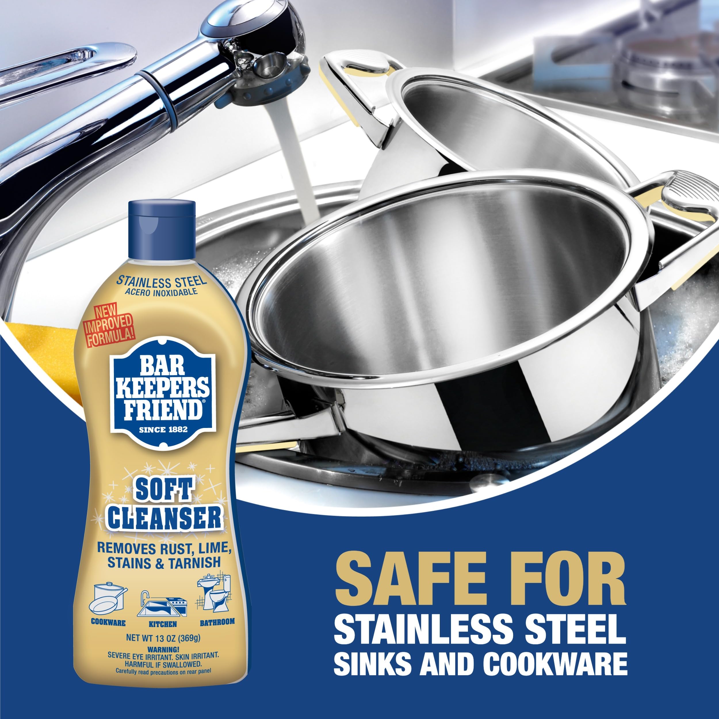 Bar Keepers Friend Soft Cleanser Premixed Formula | 13 oz. container + 25.4 oz. spray bottle| (2-Pack)