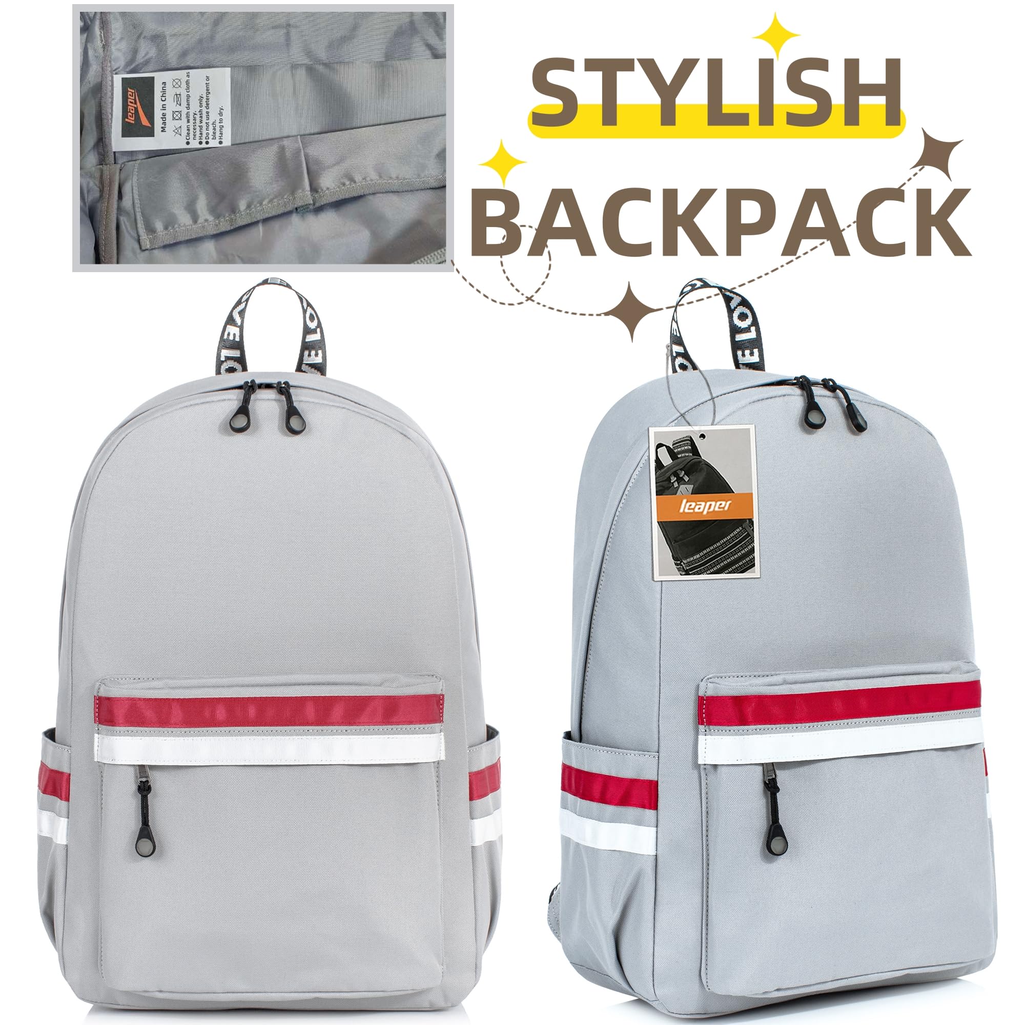 Leaper Laptop Backpack Girls Travel Bag School Backpack Daypack 15.6-Inch Red