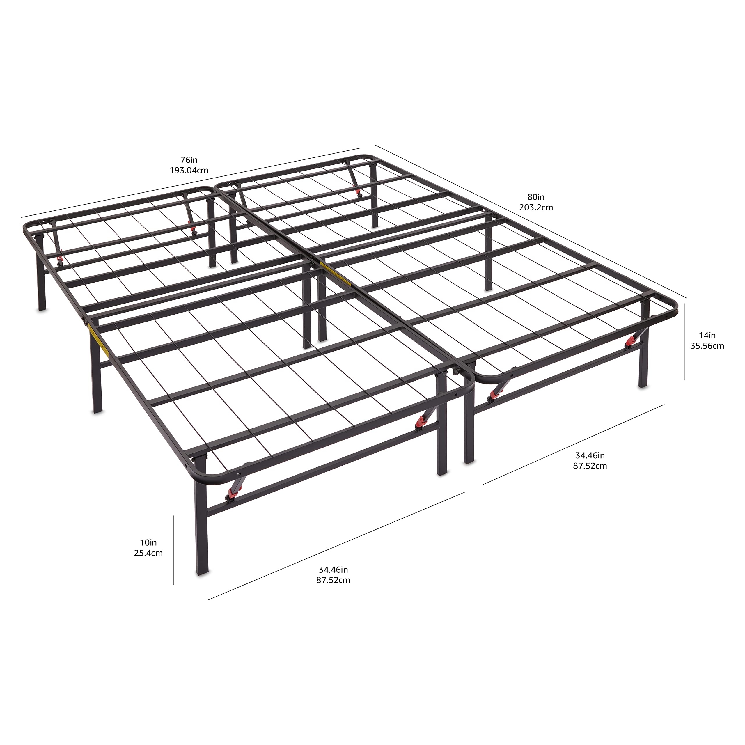 Amazon Basics Foldable Metal Platform Bed Frame with Tool Free Setup,14 Inches High, Queen,Black