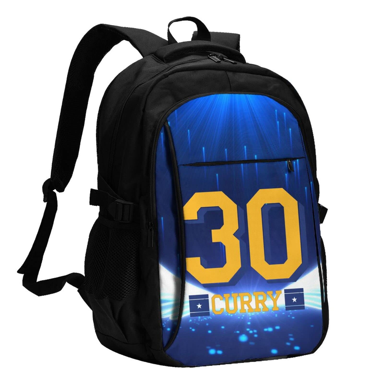 Elehuv Basketball Curry 16IN Laptop Backpack Work Travel College School Anti Theft Computer Bag, Durable Bookbag Travel Daypack With Usb Charging Port for Men Women Teen