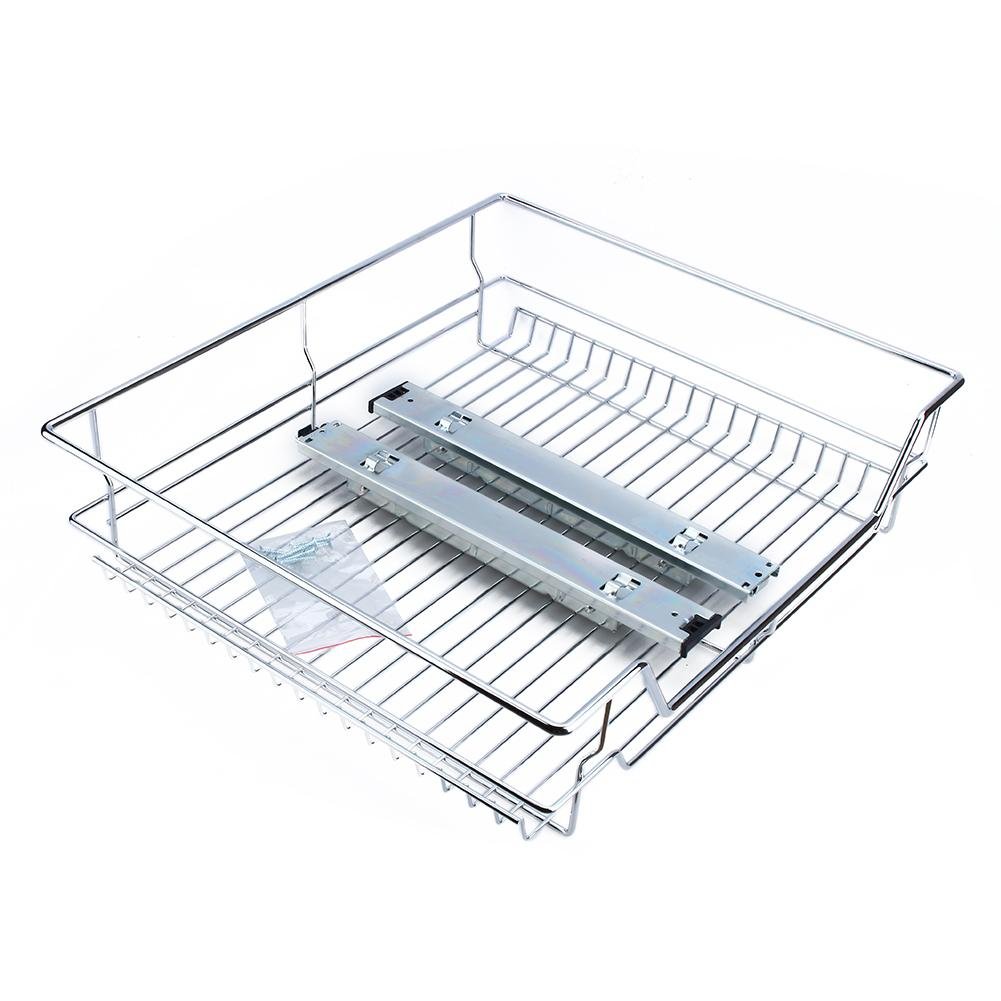Pull Out Cabinet Organizer, Electroplated Stainless Steel Wire Basket, Under Shelf Storage Basket Sliding Organizer Drawer for Installation into 600mm Wide Kitchen Carcass