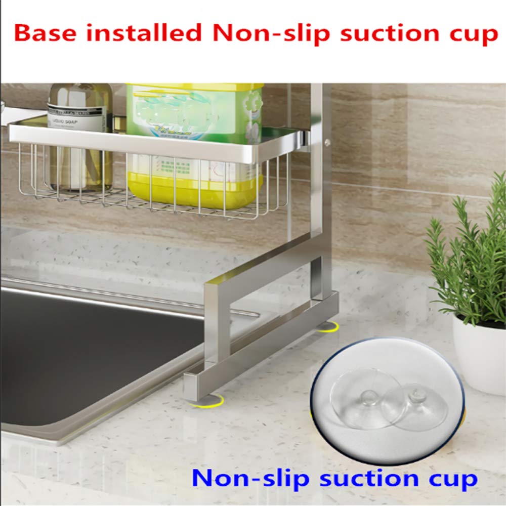 Stainless Steel Dish Drying Rack Over Kitchen Sink, Dishes and Utensils Draining Shelf, Kitchen Storage Countertop Organizer, Utensils Holder, Kitchen Space Saver (For Sink ≤ 33.5 inch)