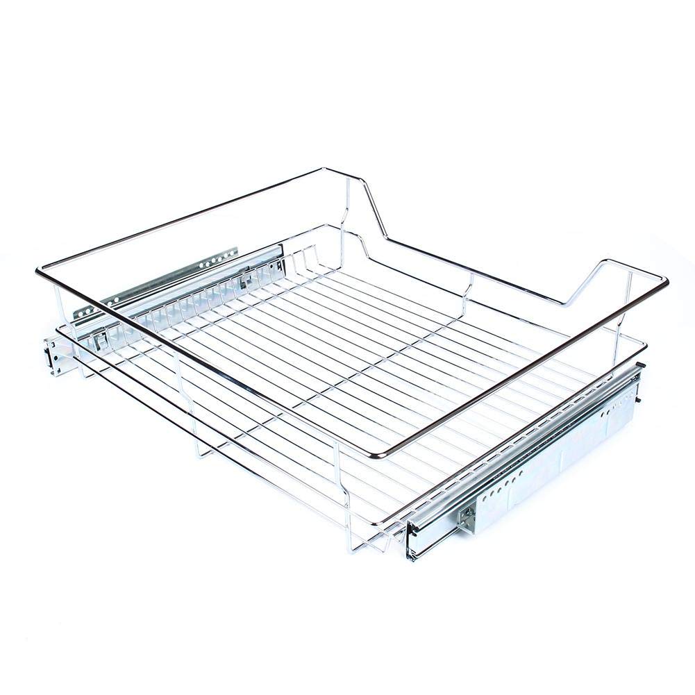 Pull Out Cabinet Organizer, Electroplated Stainless Steel Wire Basket, Under Shelf Storage Basket Sliding Organizer Drawer for Installation into 600mm Wide Kitchen Carcass