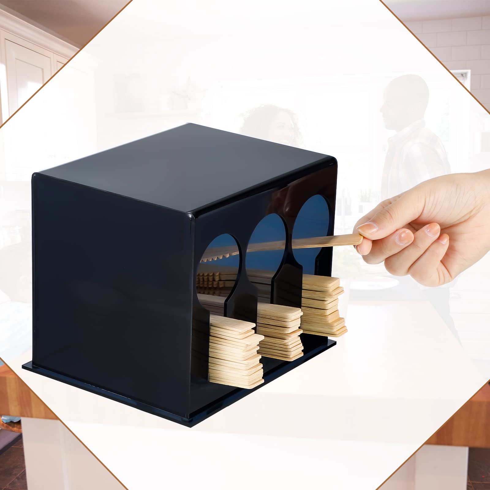 Acrylic Utensil Dispenser Cutlery Organizer 3 Compartment Utensil Holder for Party Knife Spoon and Fork Holder Plastic Silverware Holder for Kitchen Countertop Restaurant Storage (Black Transparent)