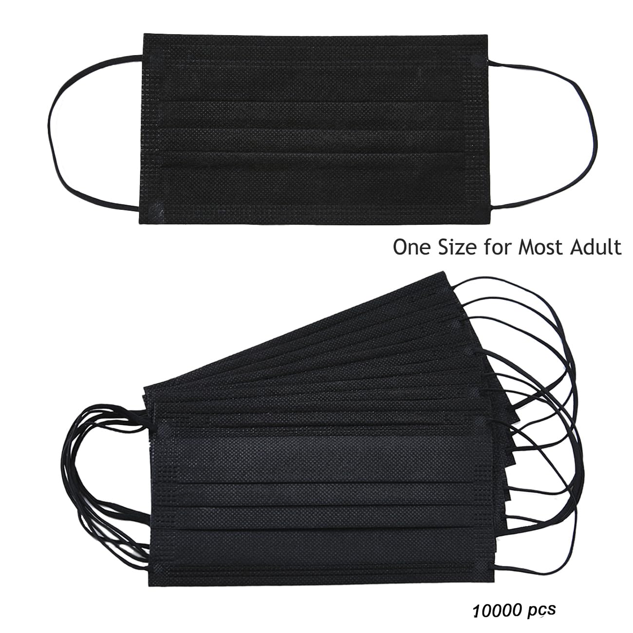 Zoushen Face Mask 100PCS Adult Black Disposable Masks 3-Layer Filter Protection Breathable Dust Face Masks with Elastic Ear Loop for Men Women