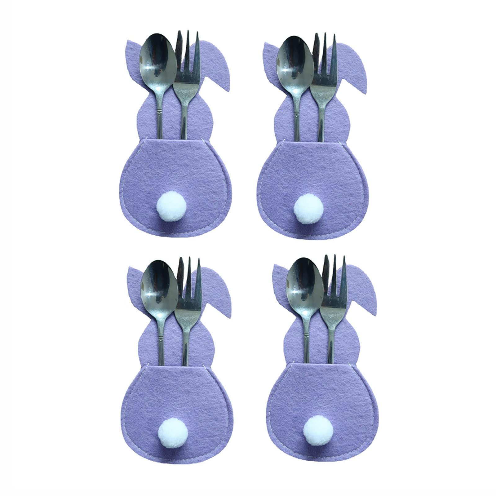 Easter Tableware Utensil Holders,Easter Rabbit Knife Forks Bag Silverware Holder,Easter Cutlery Knife and Fork Cover,Rabbit Cutlery Pouch Bag Table Decoration Accessories for Easter Party Wedding (C)