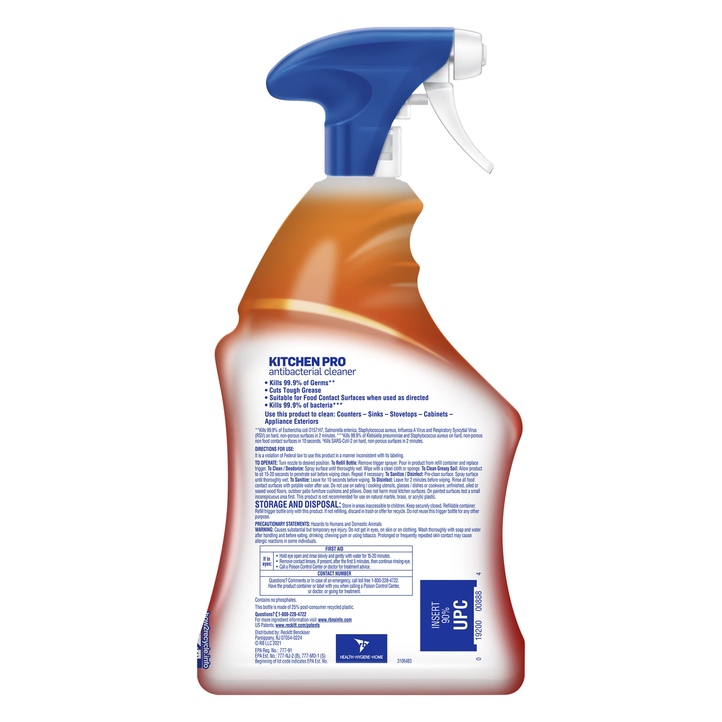 Lysol Kitchen Pro Antibacterial Cleaner Trigger, Orange , 22 oz