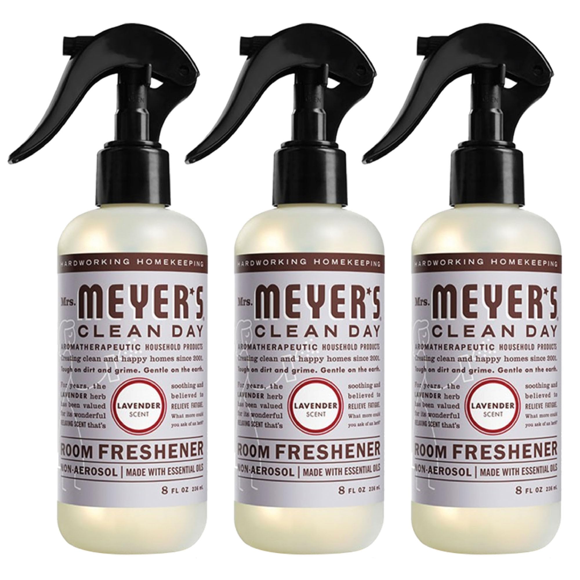 Mrs. Meyer's Room and Air Freshener Spray, Non-Aerosol Spray Bottle Infused with Essential Oils, Lavender, 8 fl. oz - Pack of 3