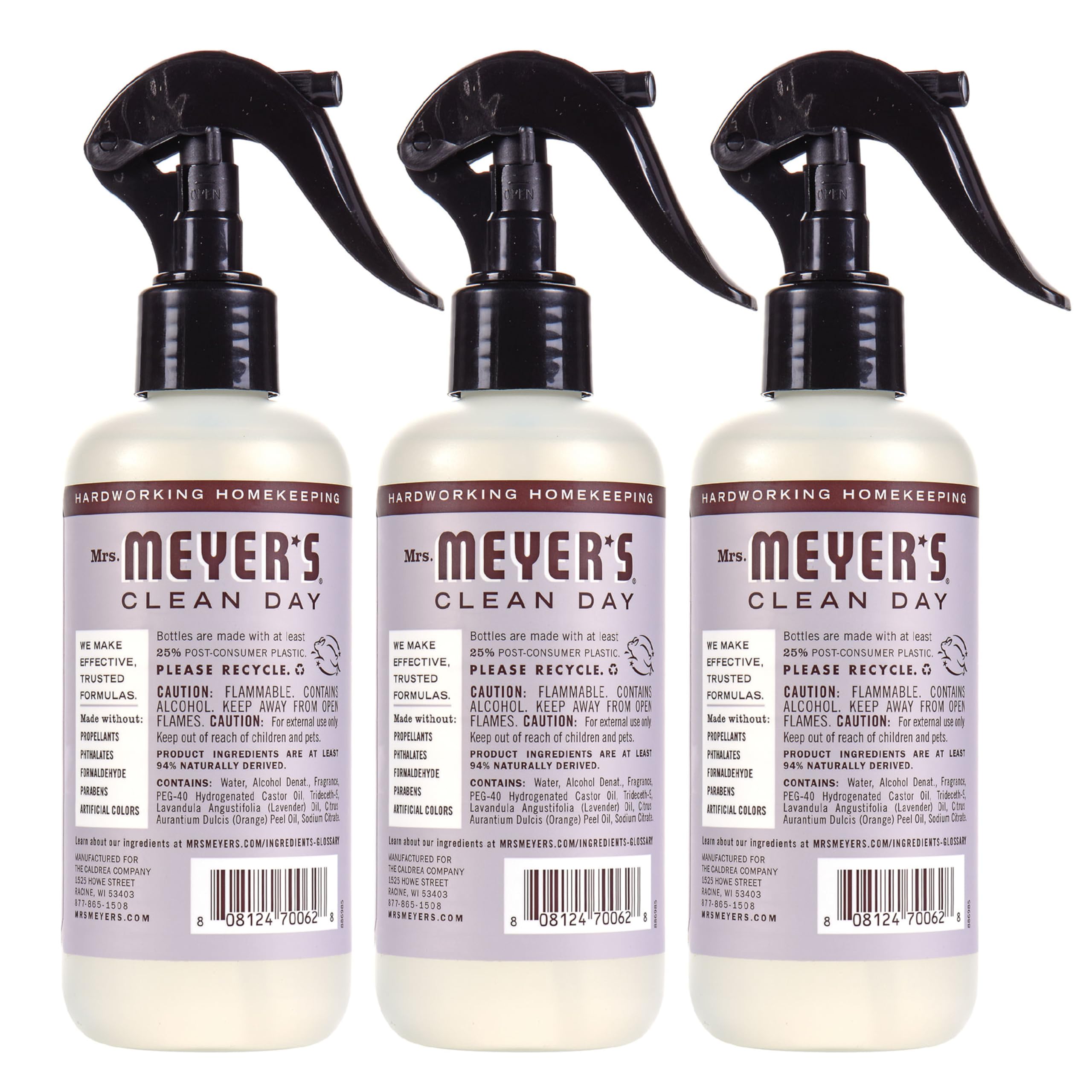 Mrs. Meyer's Room and Air Freshener Spray, Non-Aerosol Spray Bottle Infused with Essential Oils, Lavender, 8 fl. oz - Pack of 3