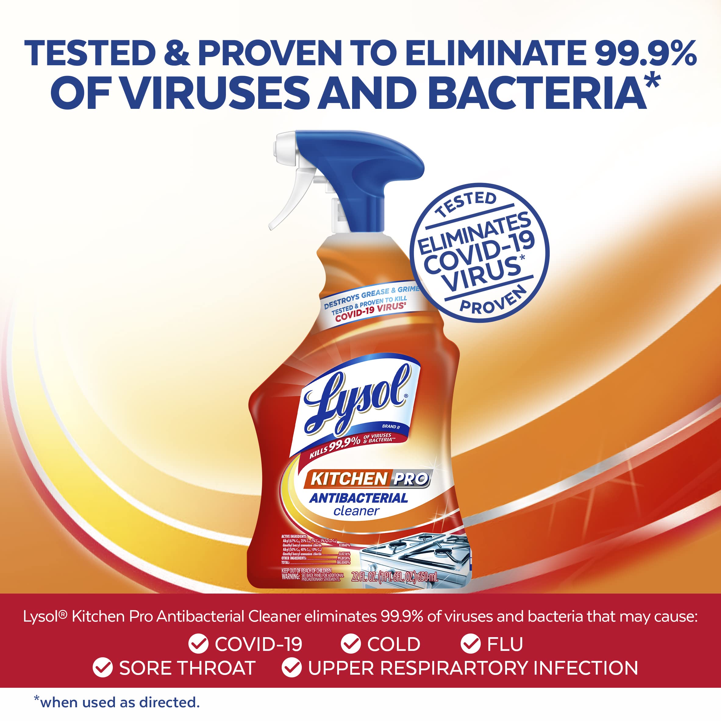 Lysol Kitchen Pro Antibacterial Cleaner Trigger, Orange , 22 oz