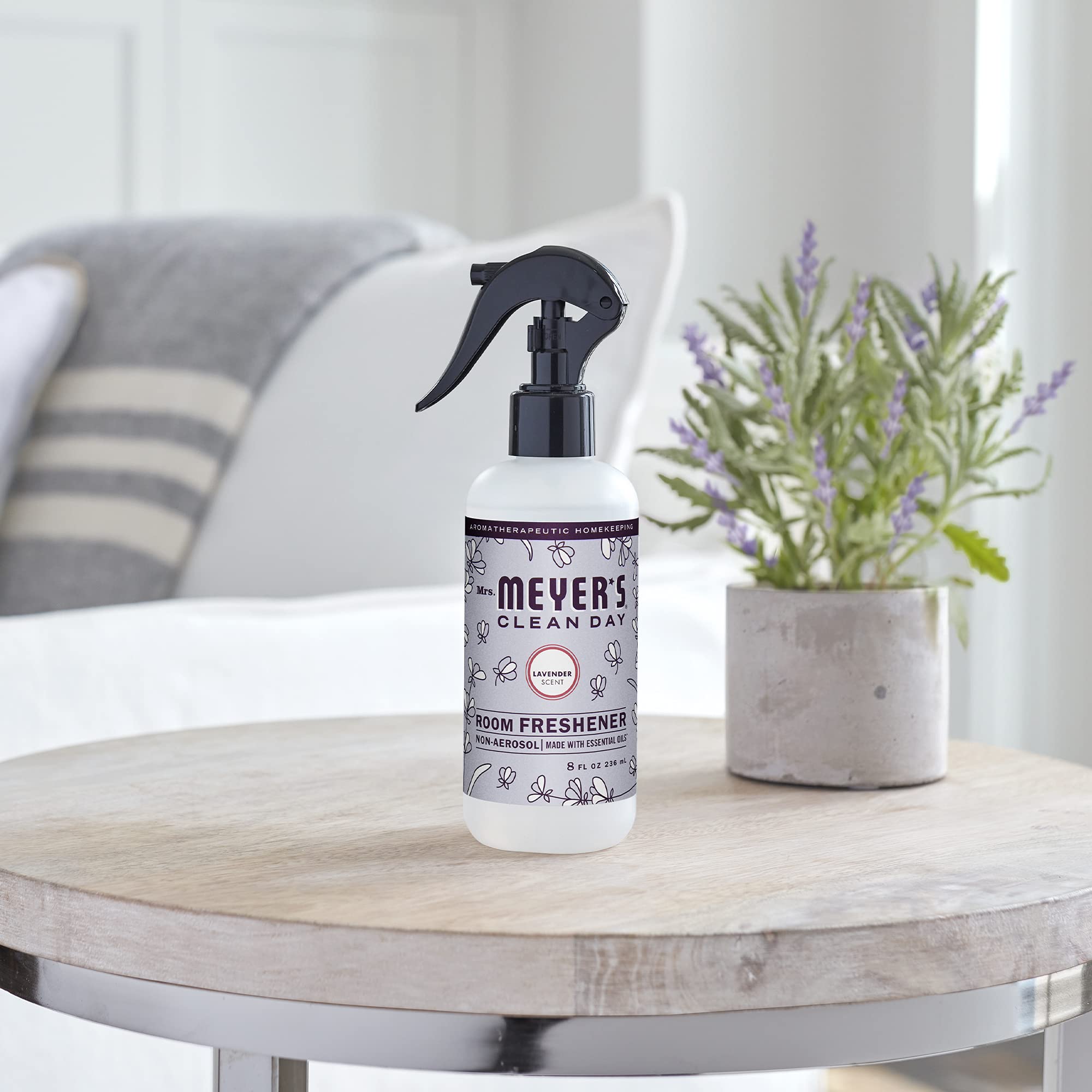 Mrs. Meyer's Room and Air Freshener Spray, Non-Aerosol Spray Bottle Infused with Essential Oils, Lavender, 8 fl. oz - Pack of 3