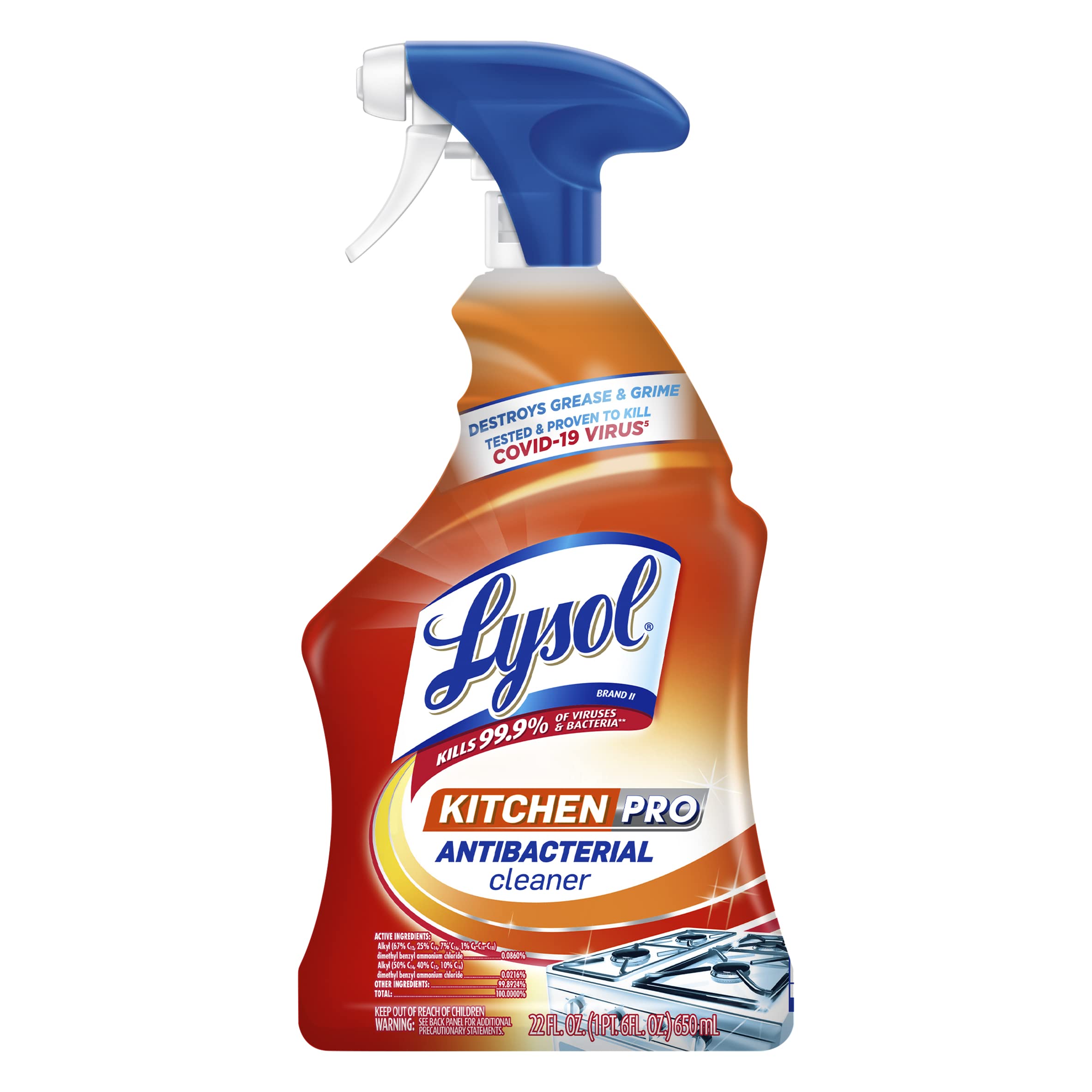 Lysol Kitchen Pro Antibacterial Cleaner Trigger, Orange , 22 oz