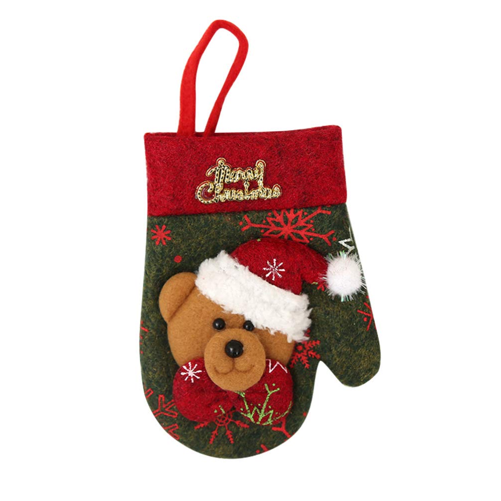 DOITOOL 4 Pcs Christmas Cutlery Bags Mini Christmas Stockings Gloves Bear Tableware Cover Xmas Silverware Holders Christmas Table Decoration